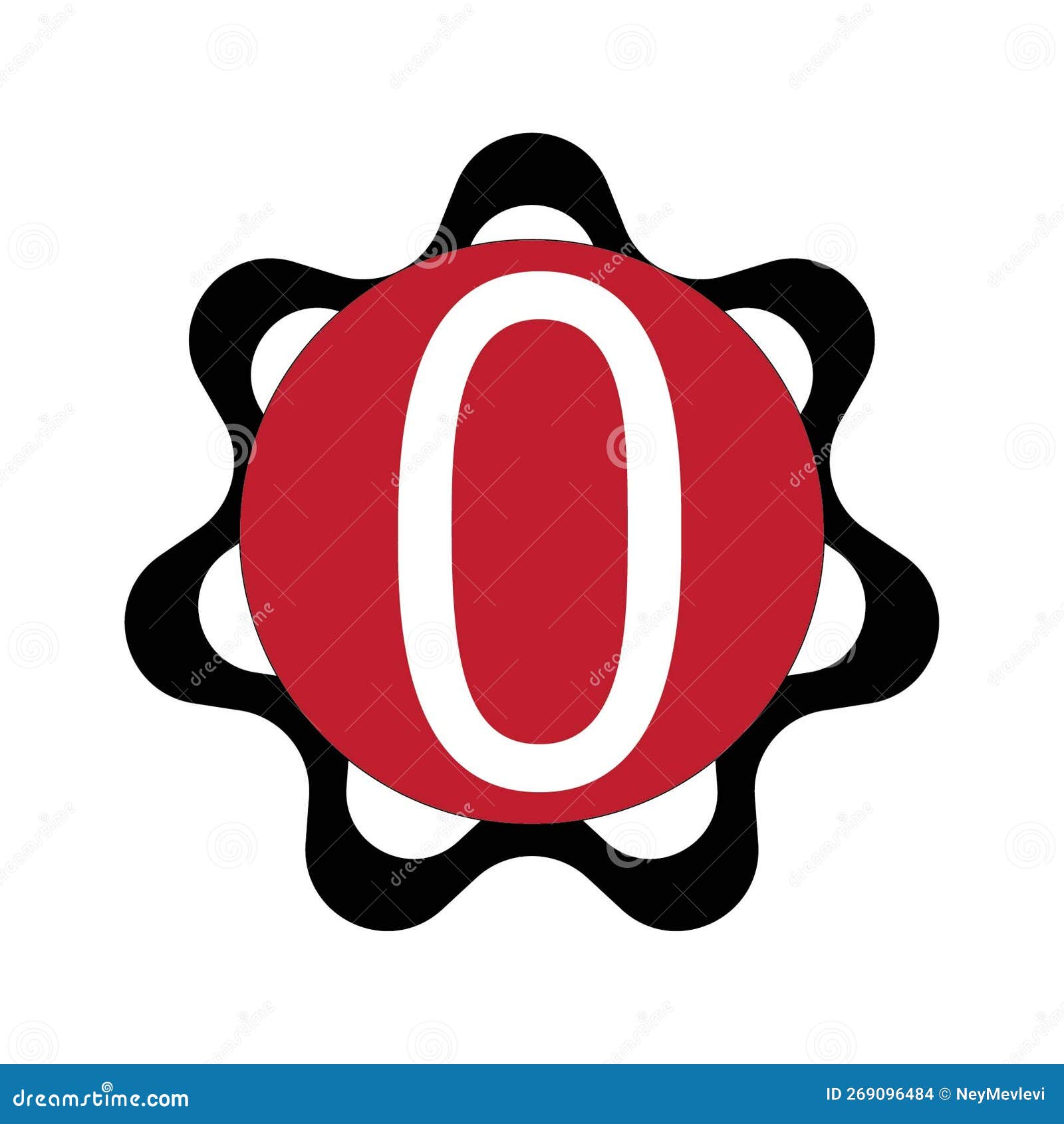 Letter O White Color with Red Circle and Black Waves Stock Illustration ...