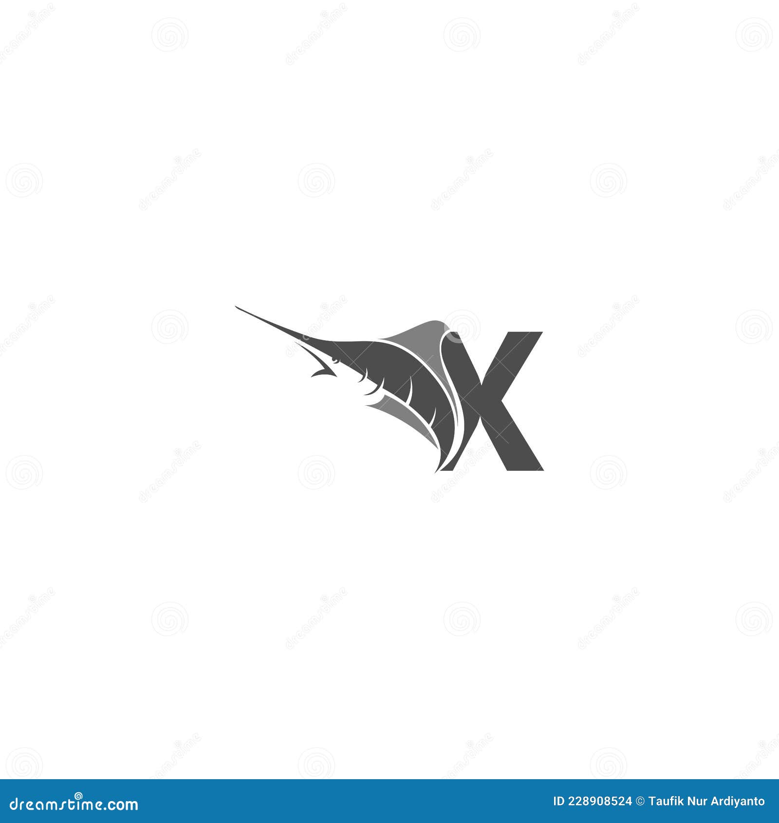 Letter X with Ocean Fish Icon Template Stock Vector - Illustration of ...