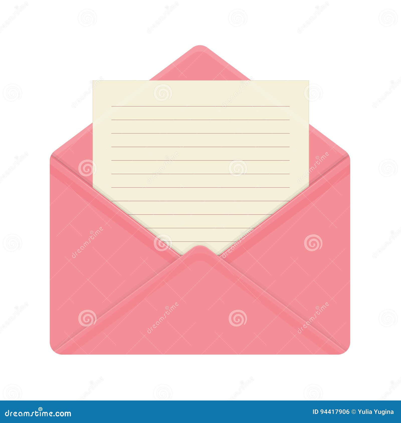 Letter in Open Pink Envelope. Stock Vector - Illustration of isolated ... Letter in Open Pink Envelope. Stock Vector - Illustration of isolated ...