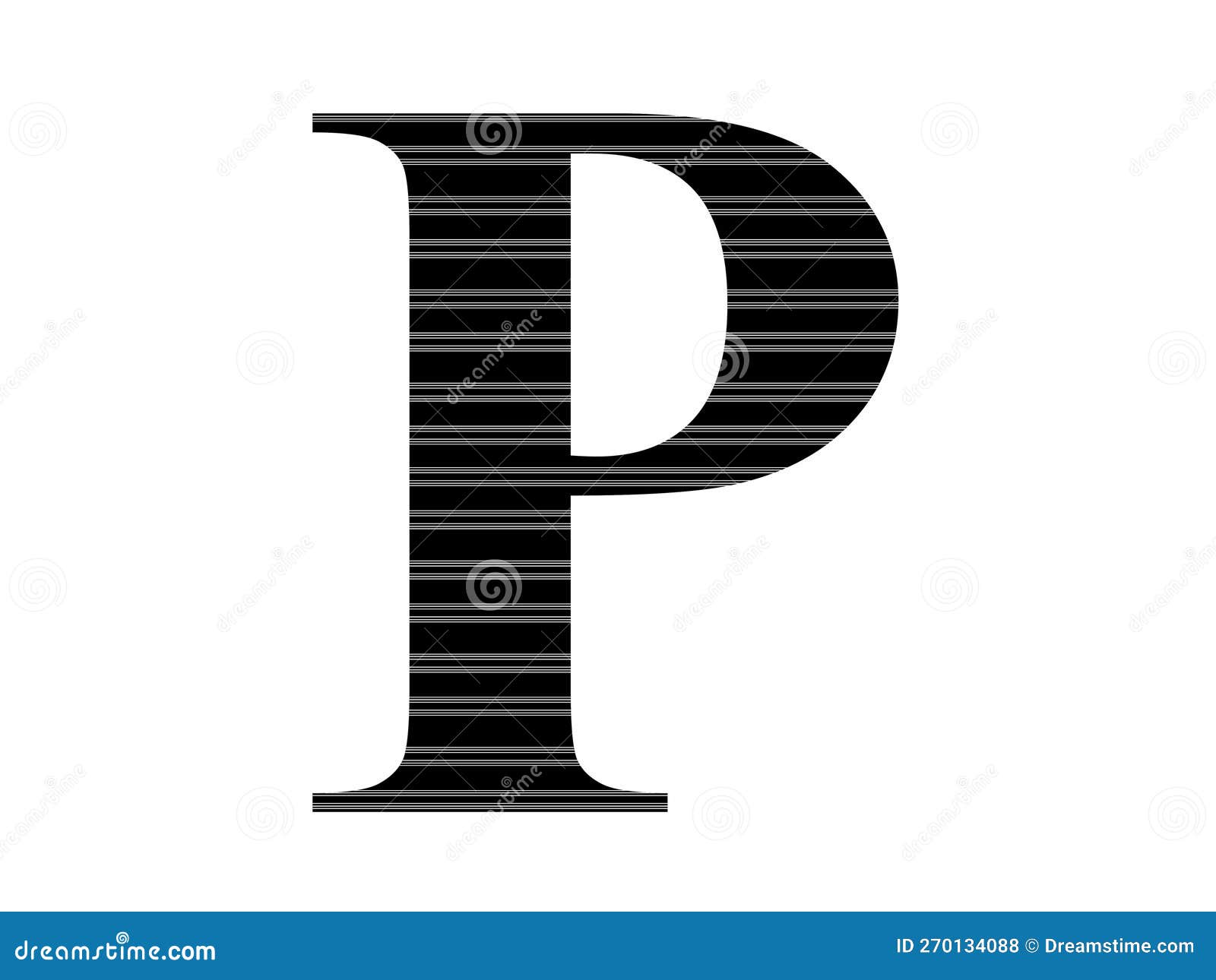 Letter P of the Alphabet Made with Black and White Stripes Stock ...