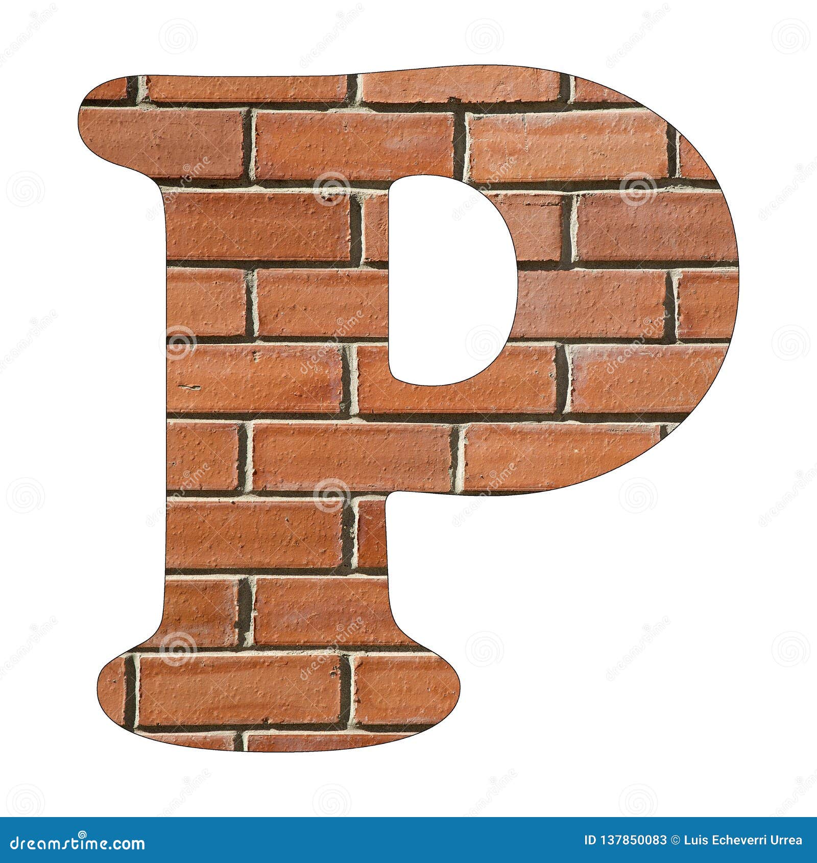 Letter P of the Alphabet - Red Brick Wall Background Stock Image ...