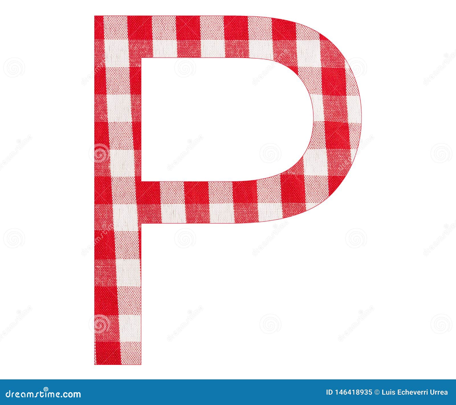 Letter P of the Alphabet - Red Checkered Fabric Tablecloth - White ...