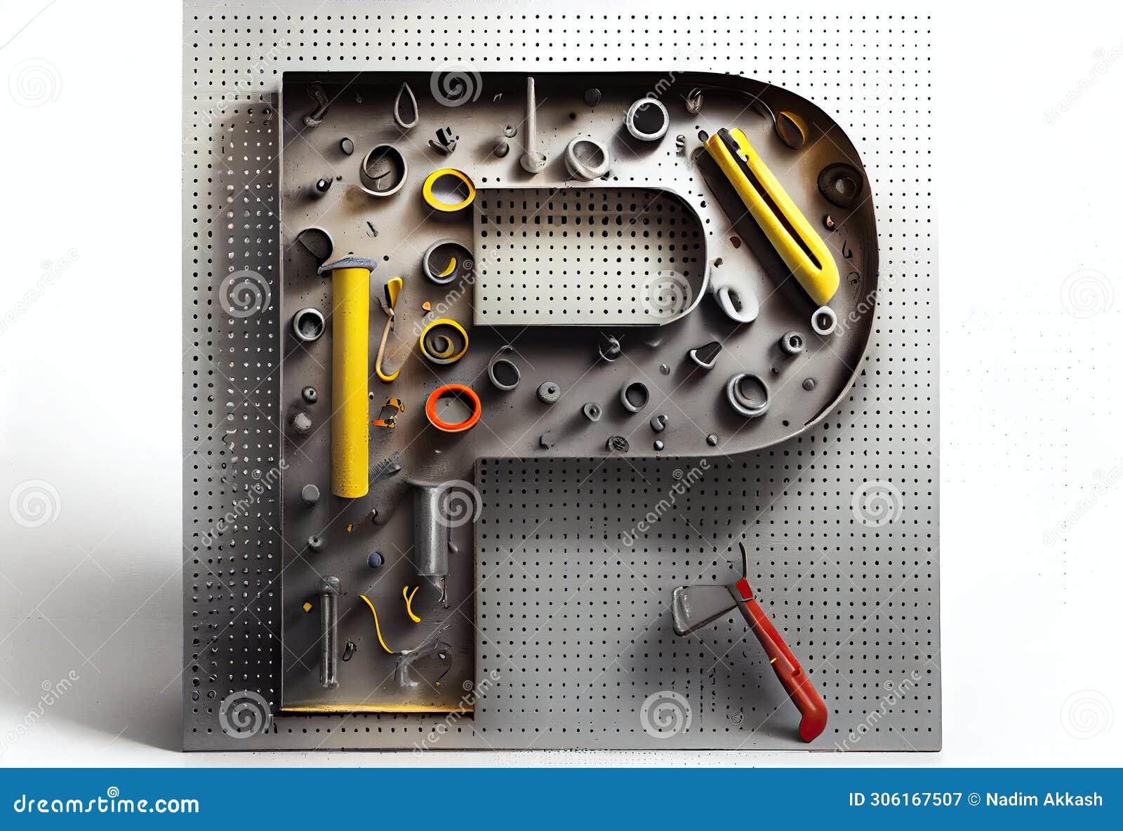 Letter P. Alphabet from the Tools on the Metal Pegboard Isolated Stock ...