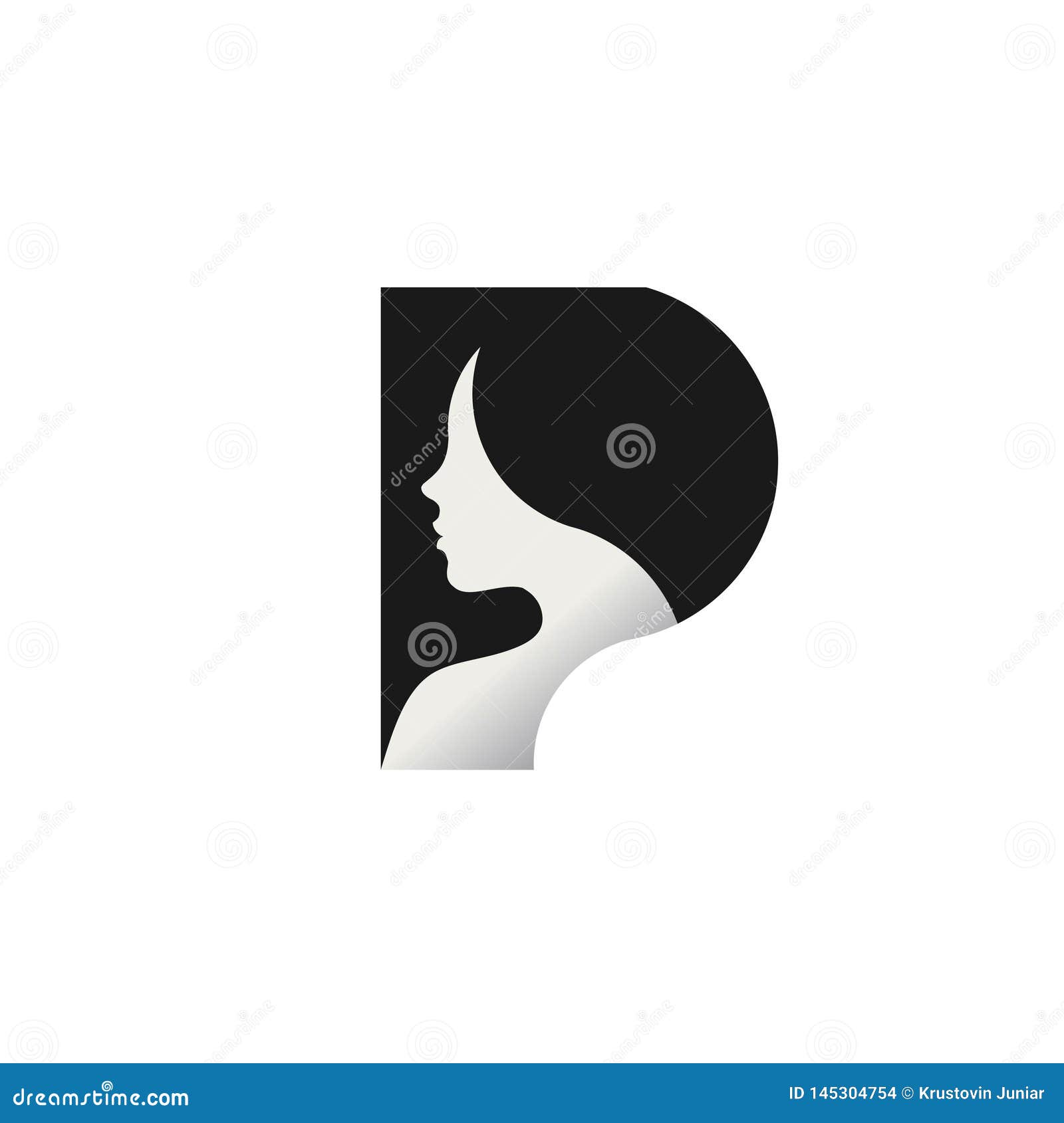 Letter P with Beauty Face Women Logo Stock Vector - Illustration of ...