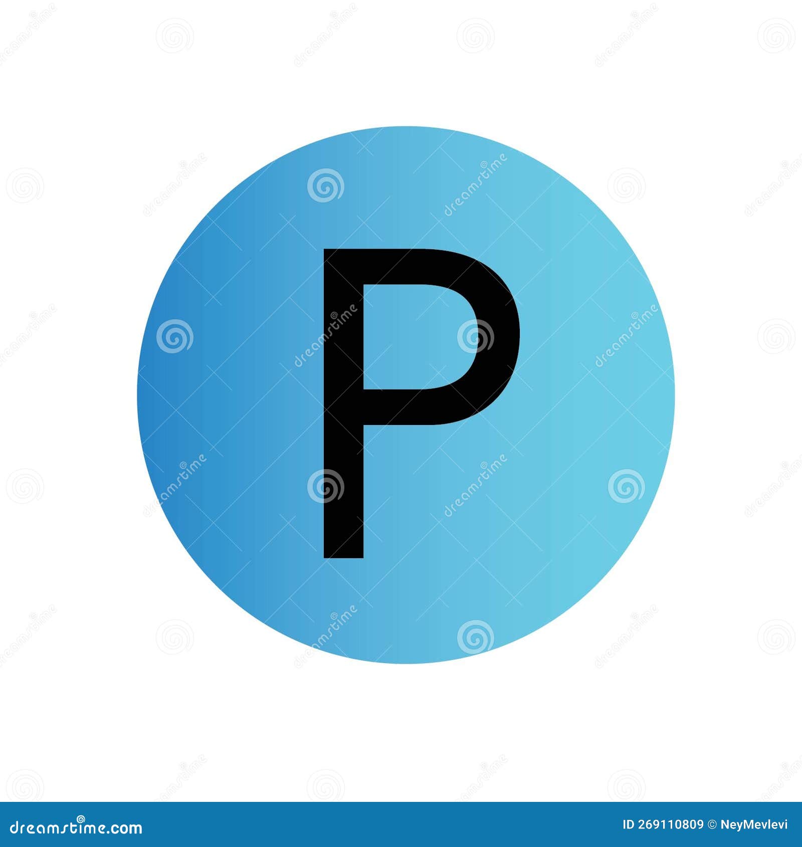 The Letter P in a Blue Gradation Circle. Stock Illustration ...