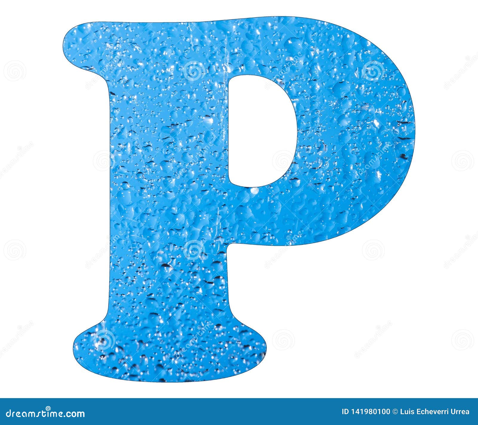 Letter P, Blue Water Drops - White Background Stock Illustration ...