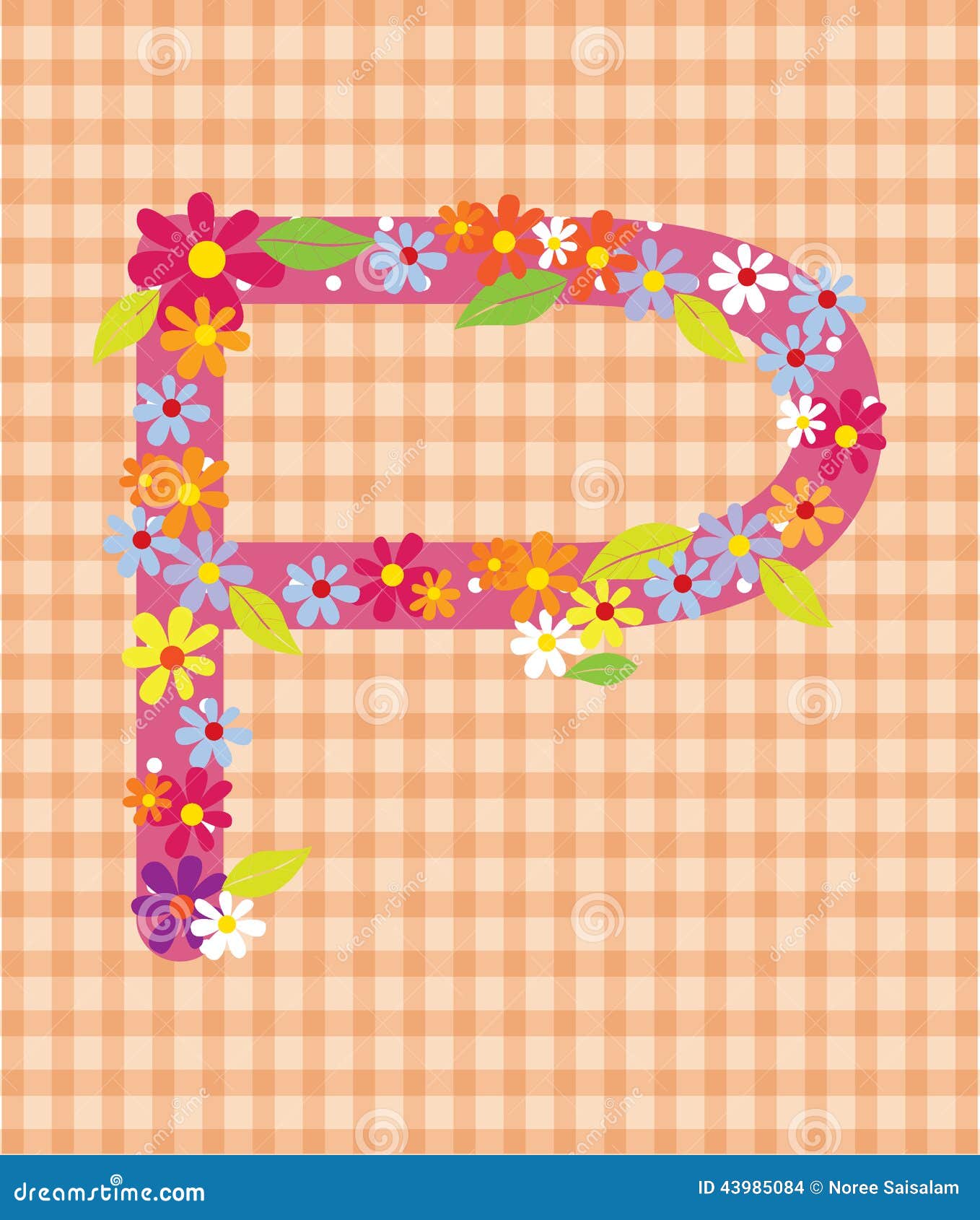 The Letter P Bright Floral Element of Colorful Alphabet in Stock Vector ...