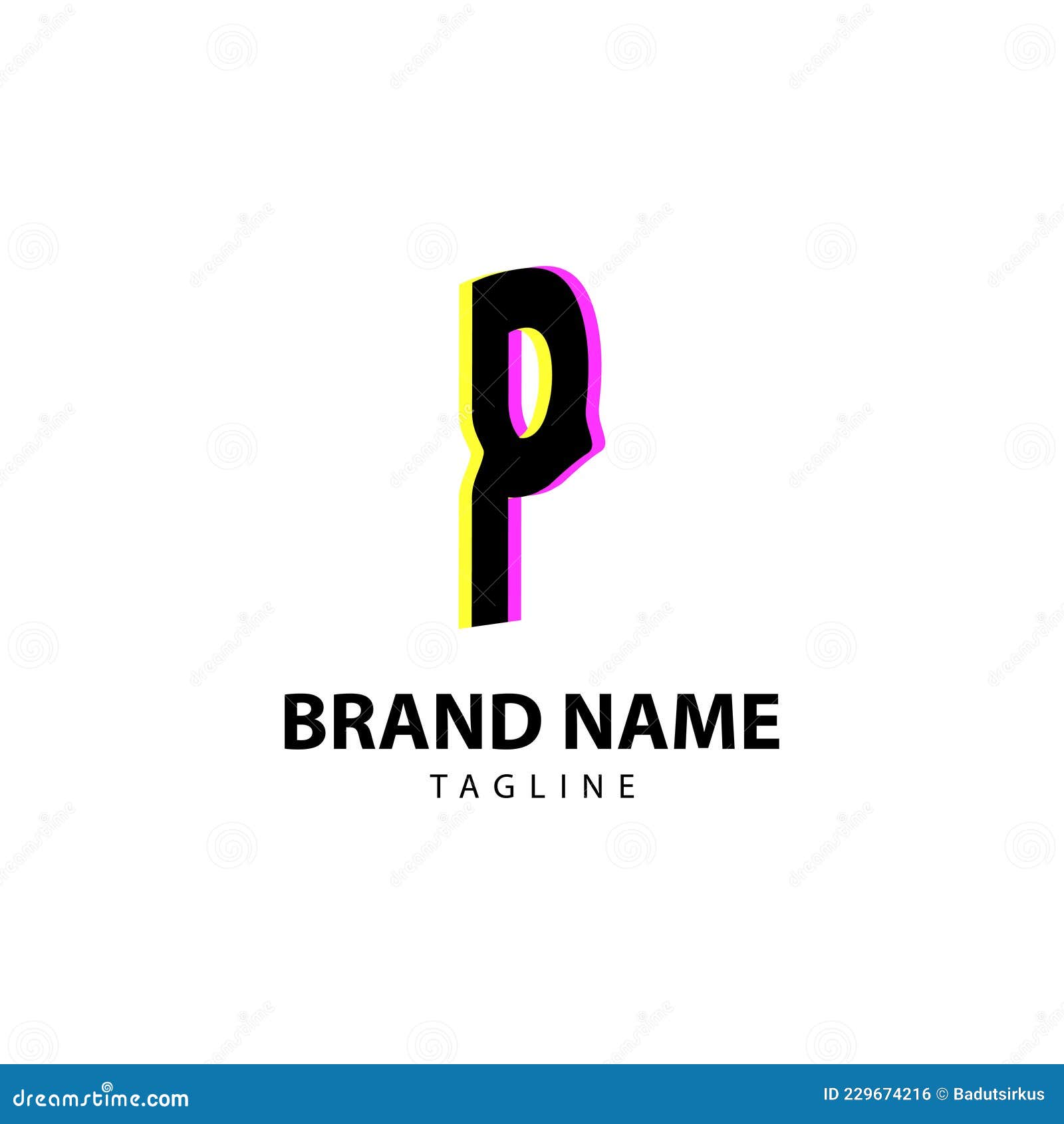Letter P Bright Glitch for Creative Brand Stock Vector - Illustration ...
