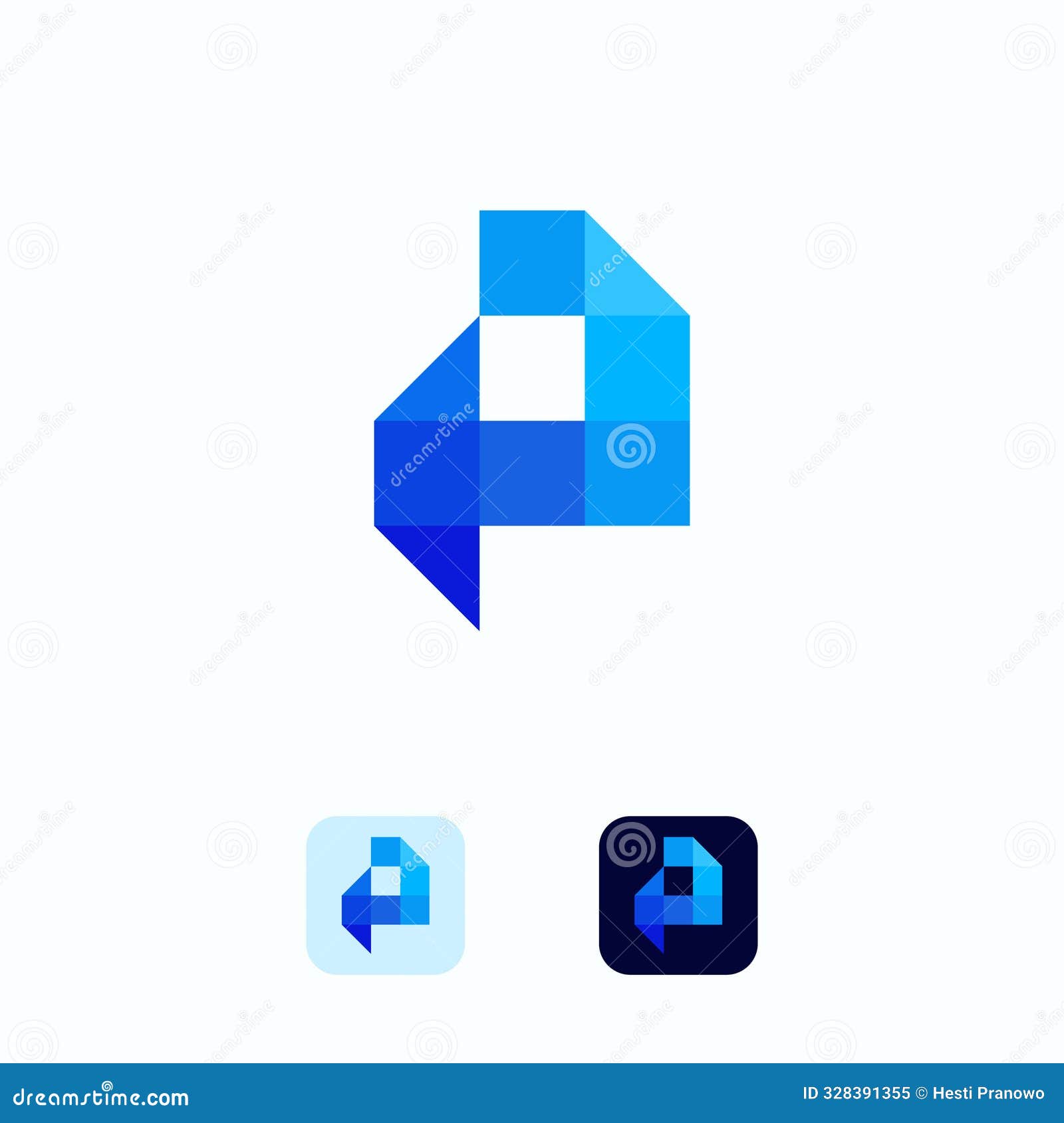 Letter P Creative Technological Modern Data Pixel Logo Element Template ...