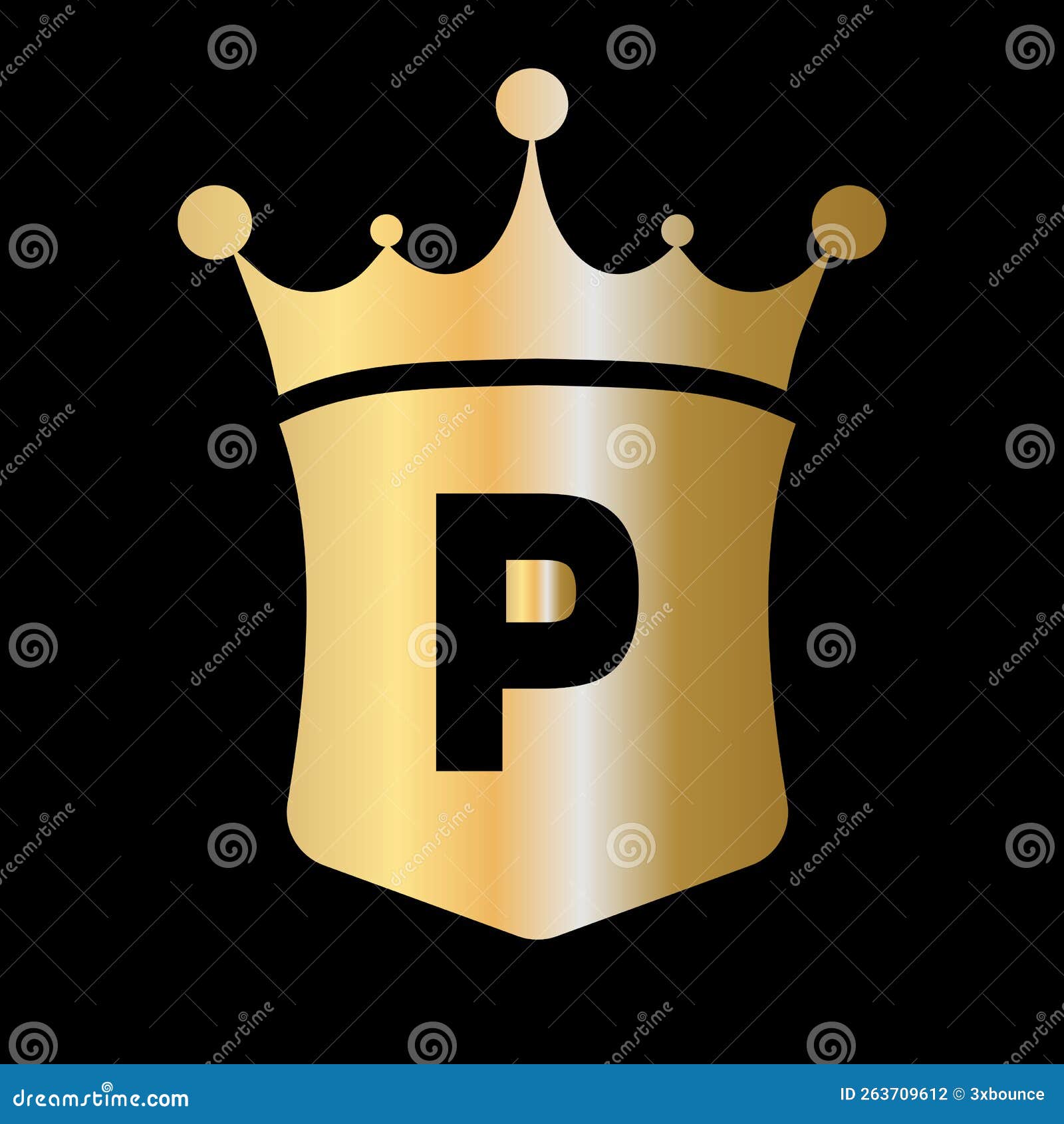 Letter P Crown and Shield Logo Vector Template with Luxury Concept ...