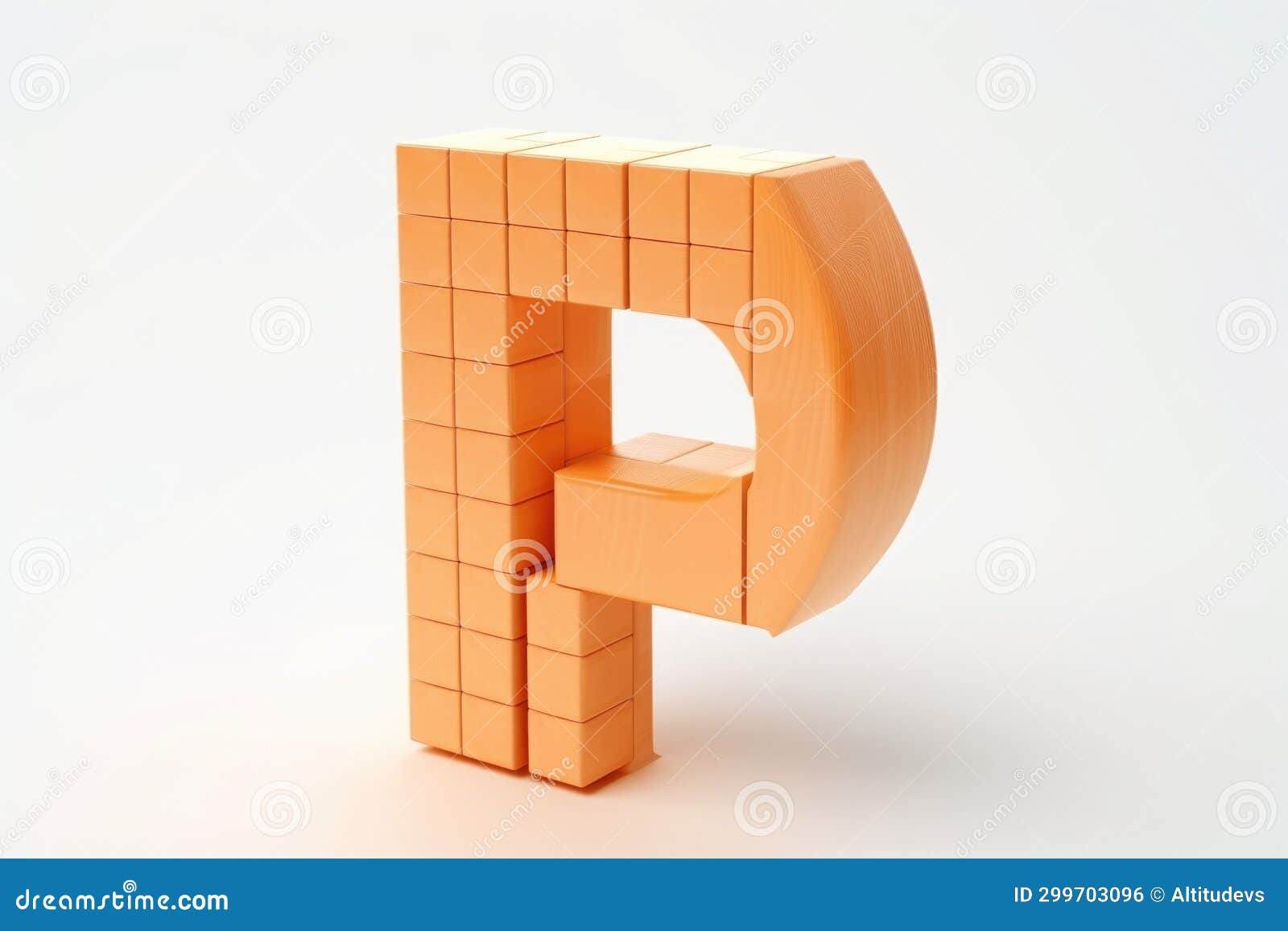 Letter P, 3d Block Letters Style, on White Background Stock ...