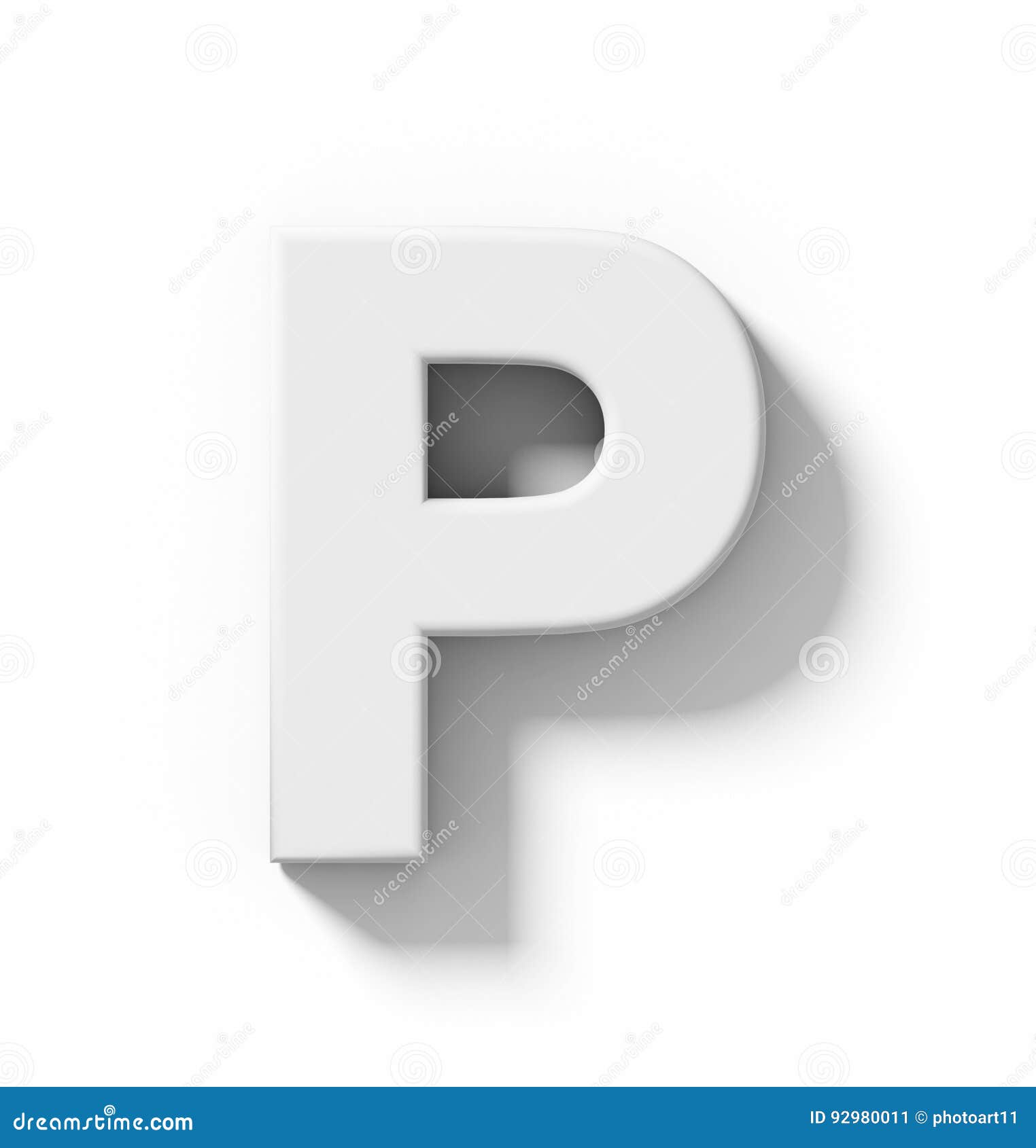 Letter P 3D White Isolated on White with Shadow - Orthogonal Pro Stock ...