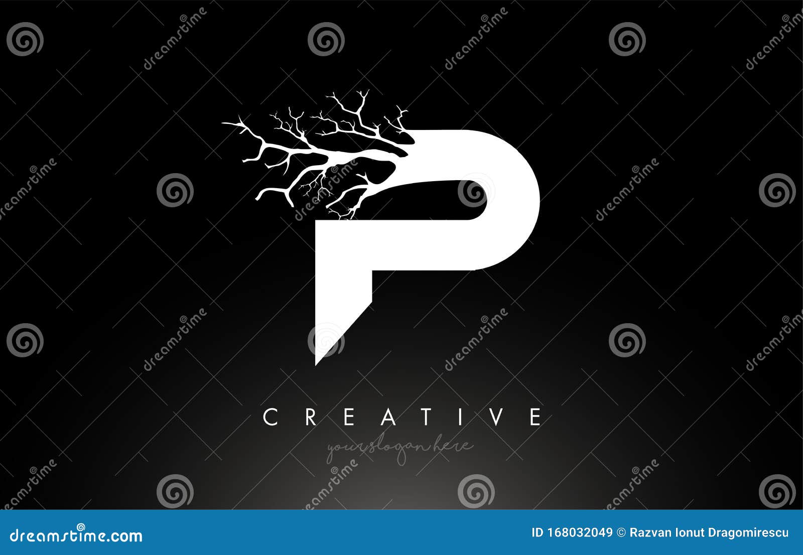 Letter P Design Logo with Creative Tree Branch. P Letter Tree Icon Logo ...