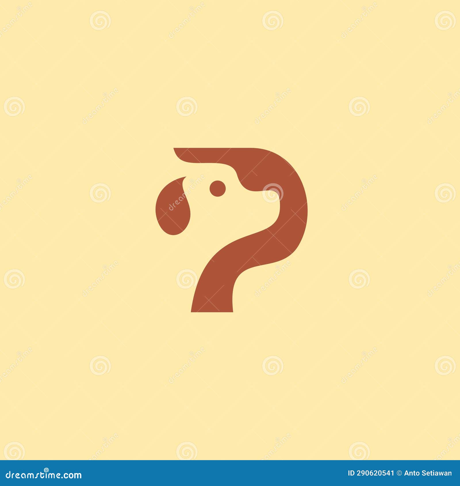 Letter P Dog Logo Design. Dog Head Vector Stock Vector - Illustration ...