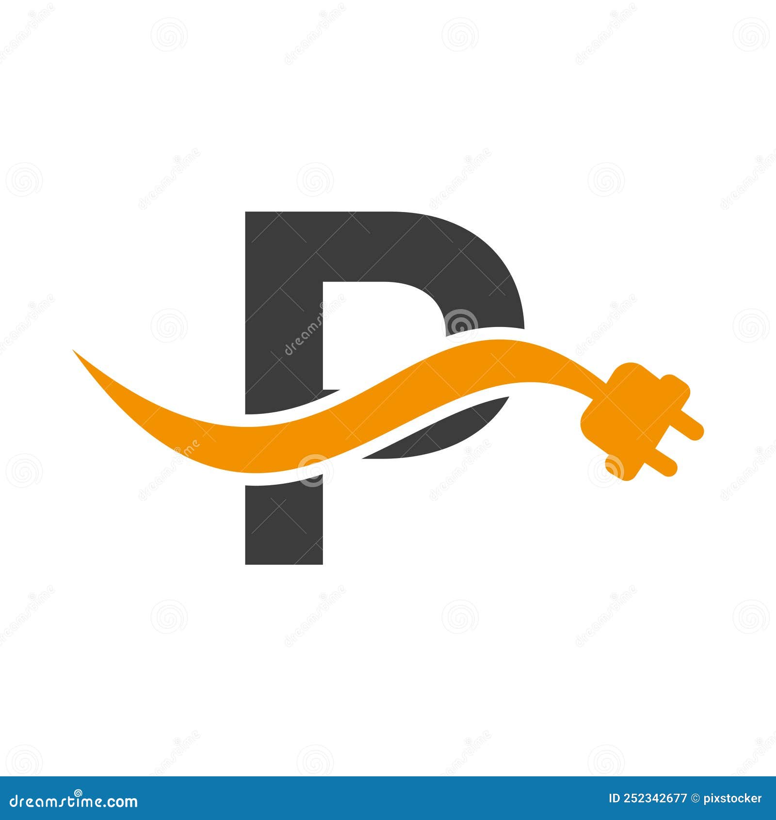 Letter P Electricity or Electrical Logo Concept with Electric Plug ...