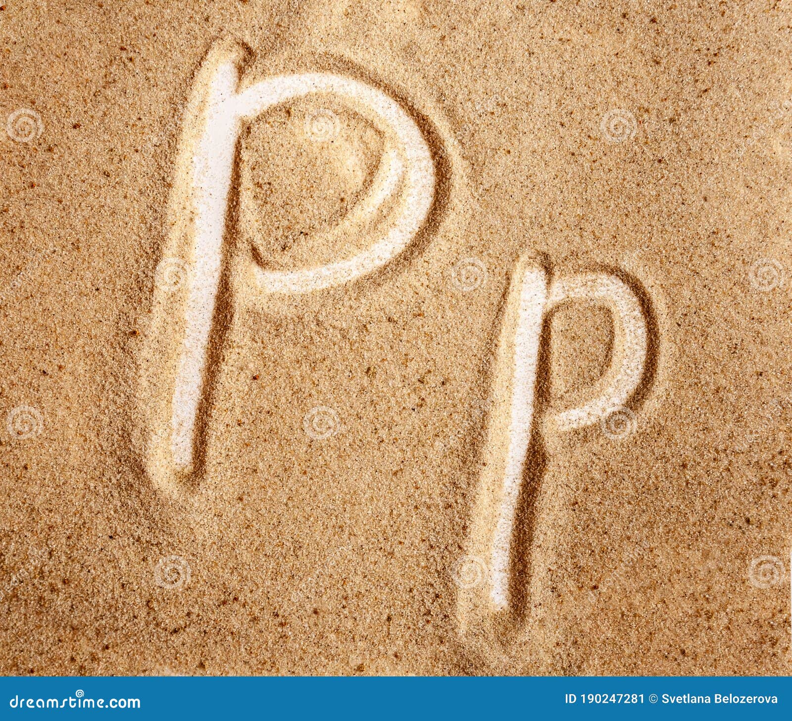 Letter P. English Handwritten Alphabet in the Sand Stock Image - Image ...