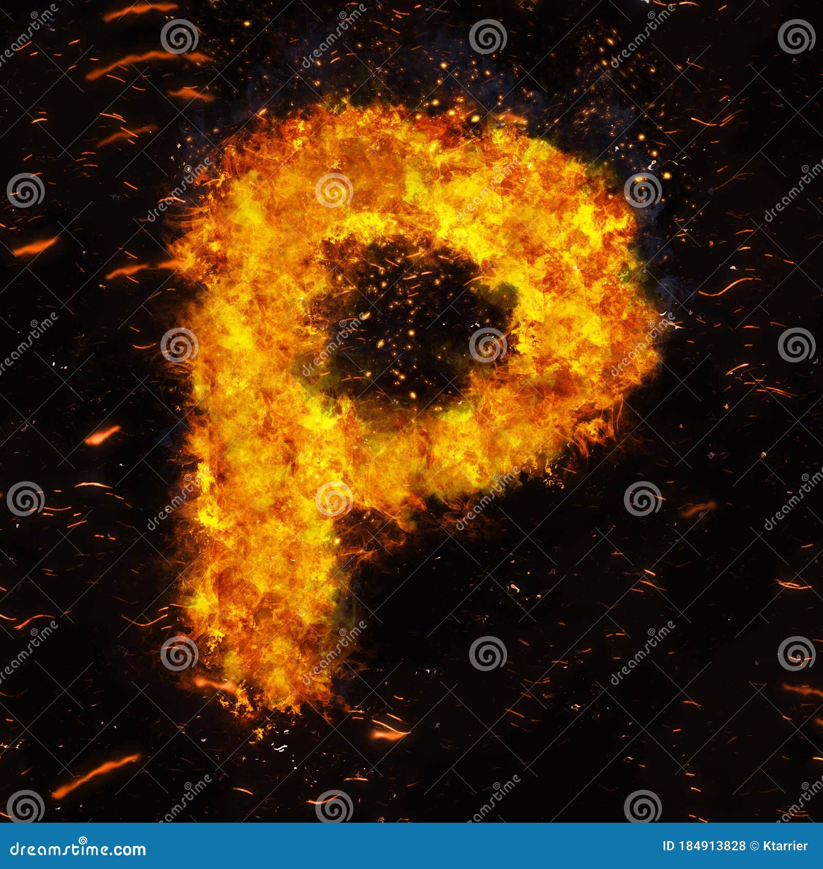 Letter P Flame Explosion Shape With Embers And Sparks Stock Photography ...