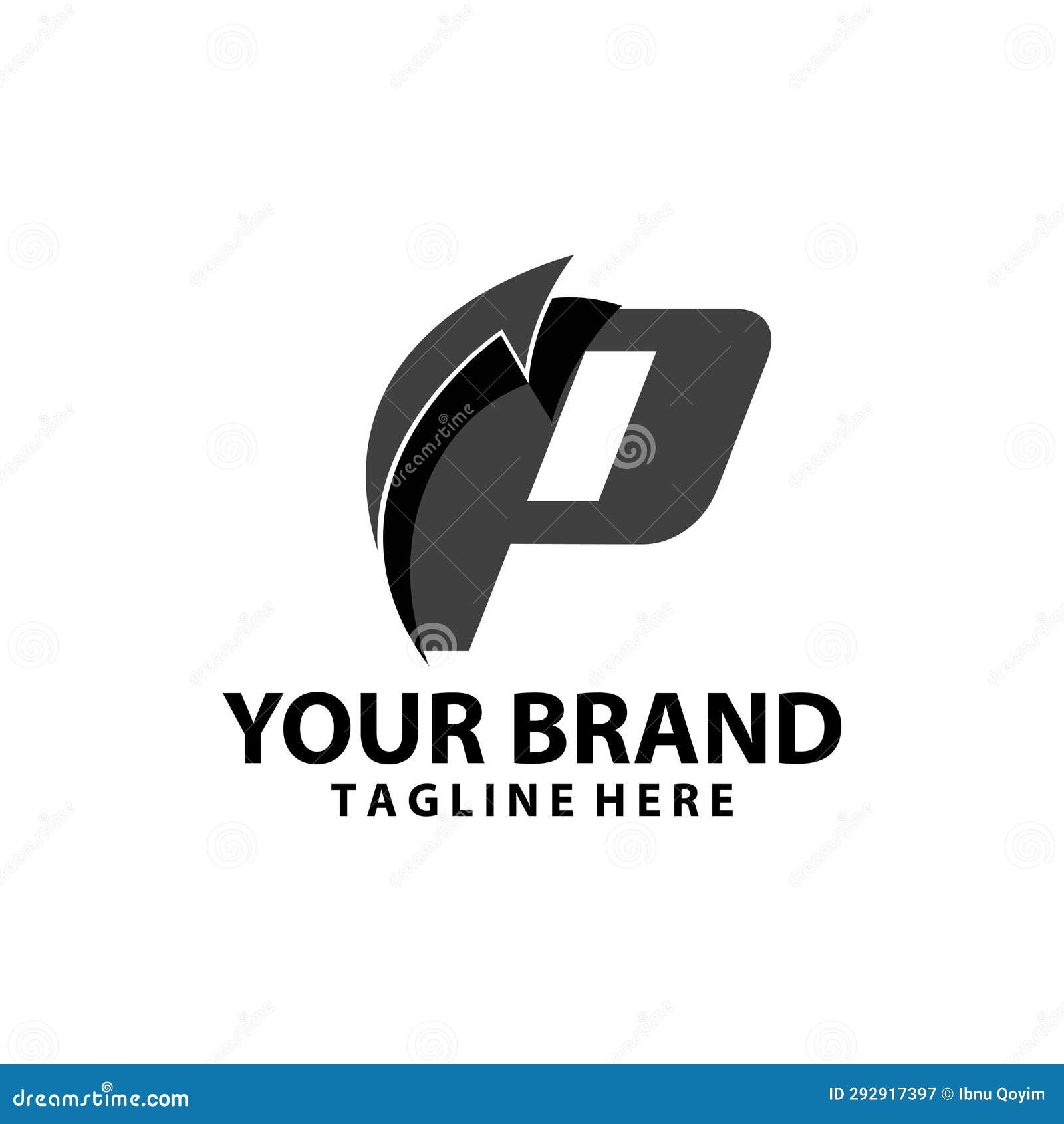 Letter P Font Monogram Arrow Shadow Logo Design Vector Stock ...