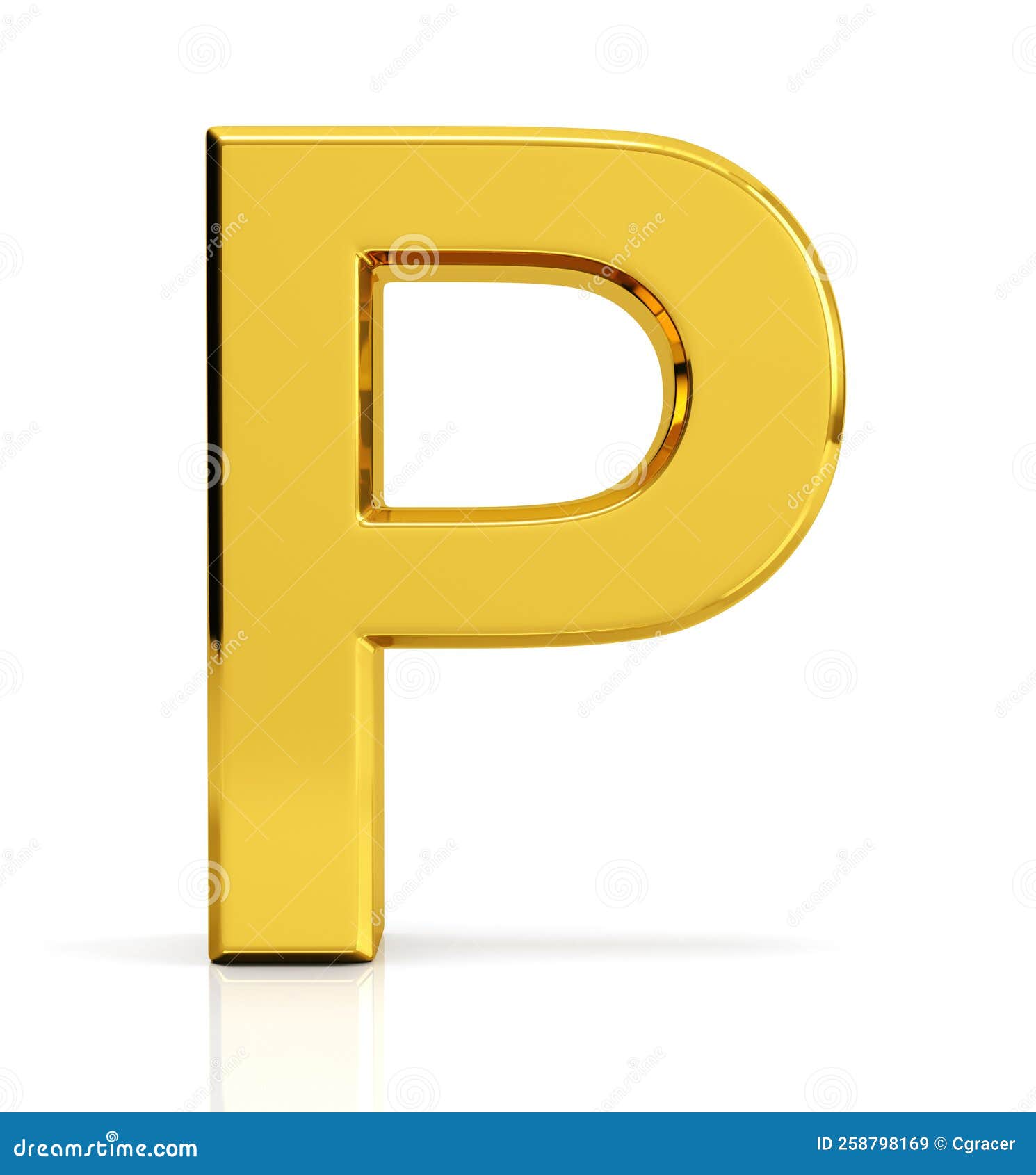 Letter P. Front View. 3d Render Stock Illustration - Illustration of ...
