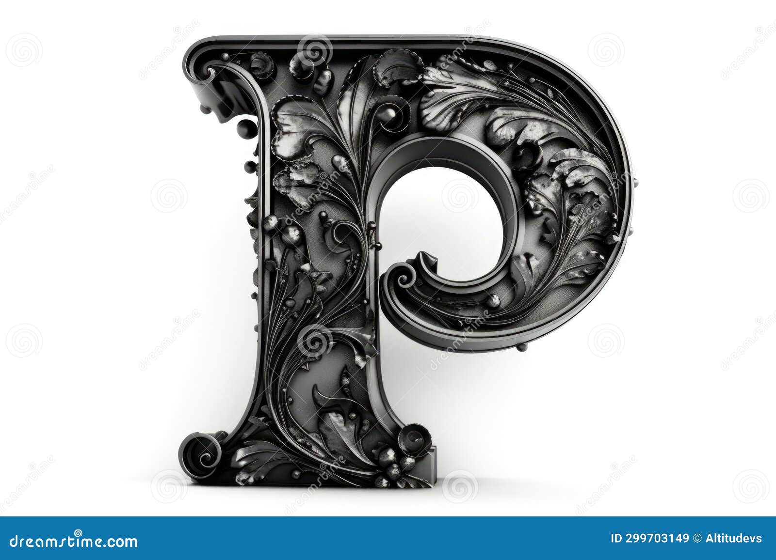 Letter P, Gothic Style, on White Background Stock Illustration ...