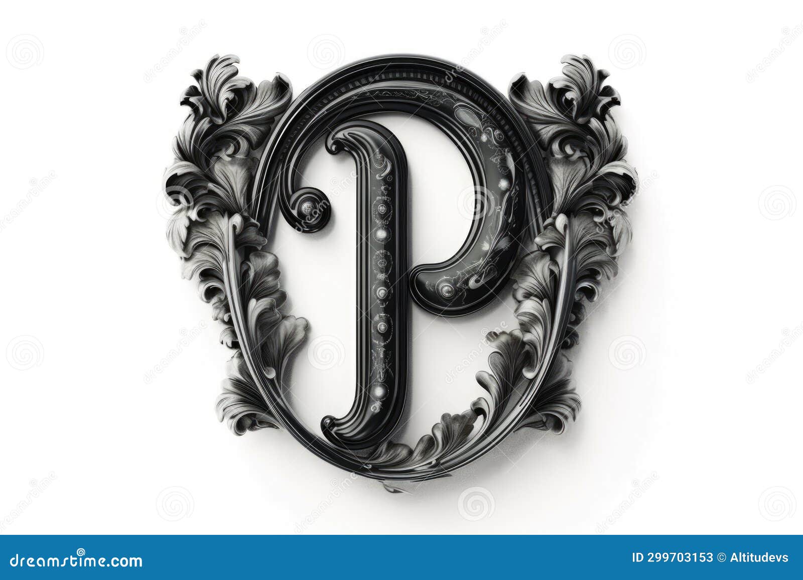 Letter P, Gothic Style, on White Background Stock Image - Image of ...