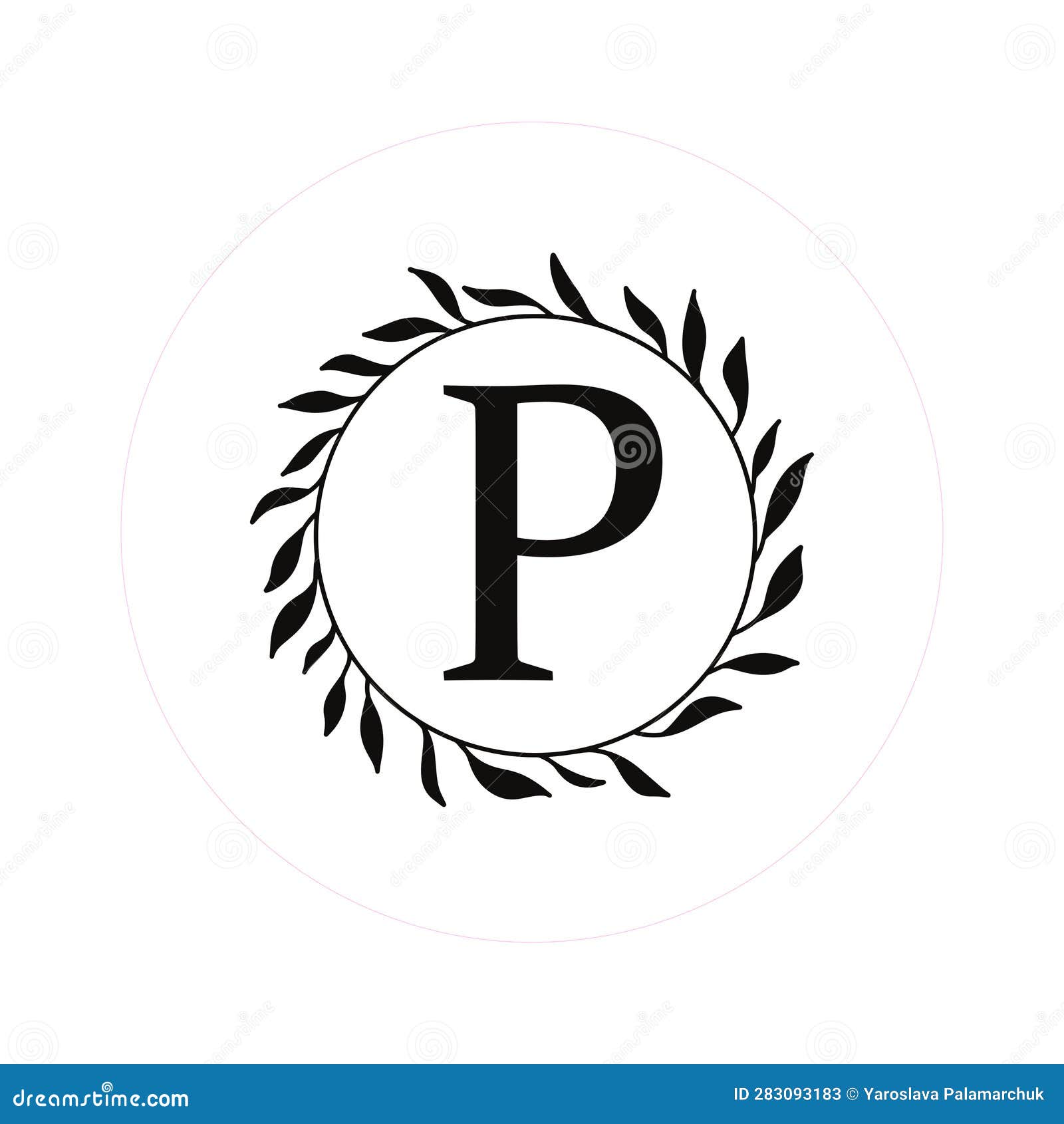 Letter "P" Initials with Round Floral Frames, Vector Monogram Logo ...