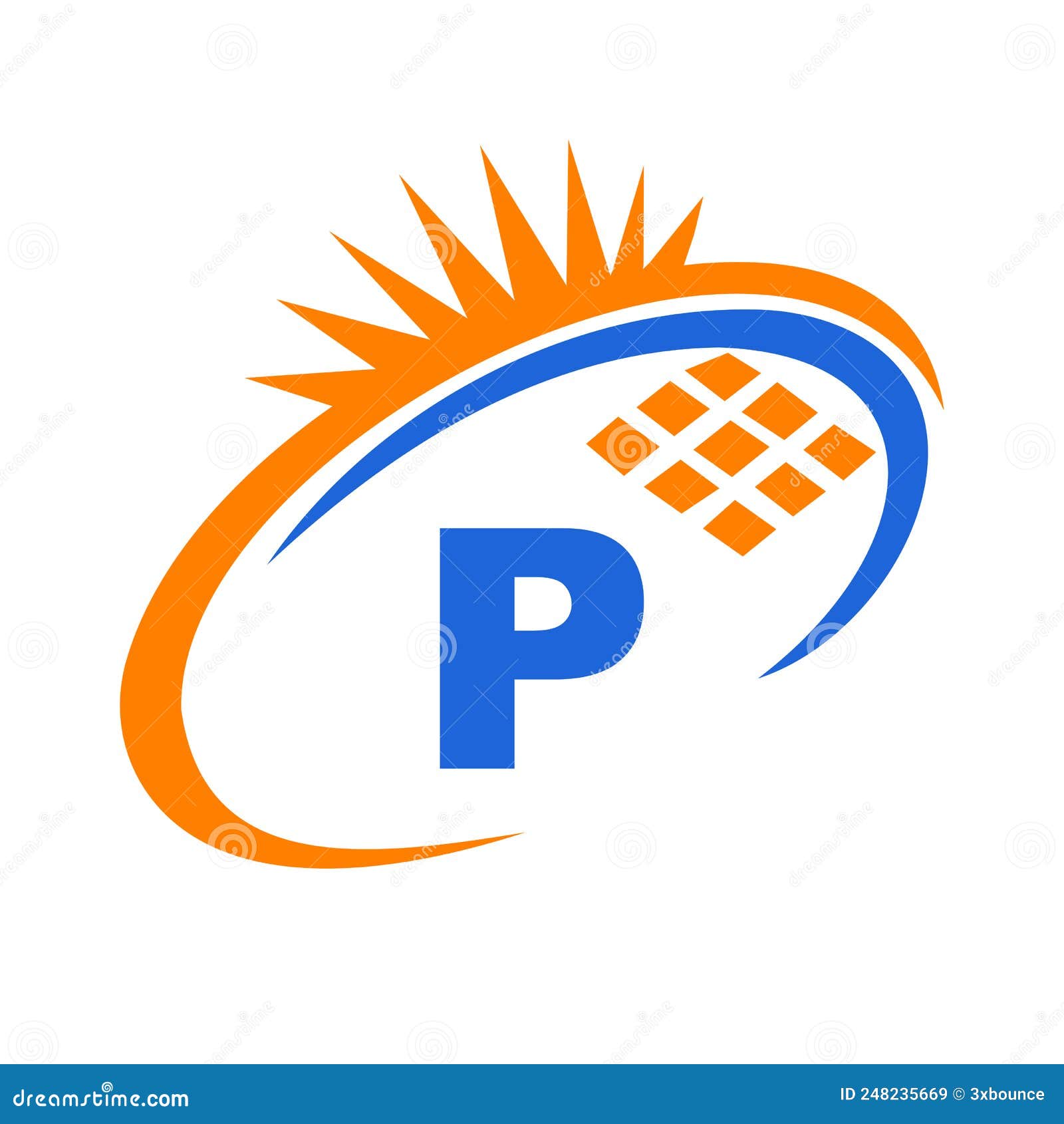 Letter P Inside Solar Cell or Solar Panel Energy Logo Design. Letter P ...
