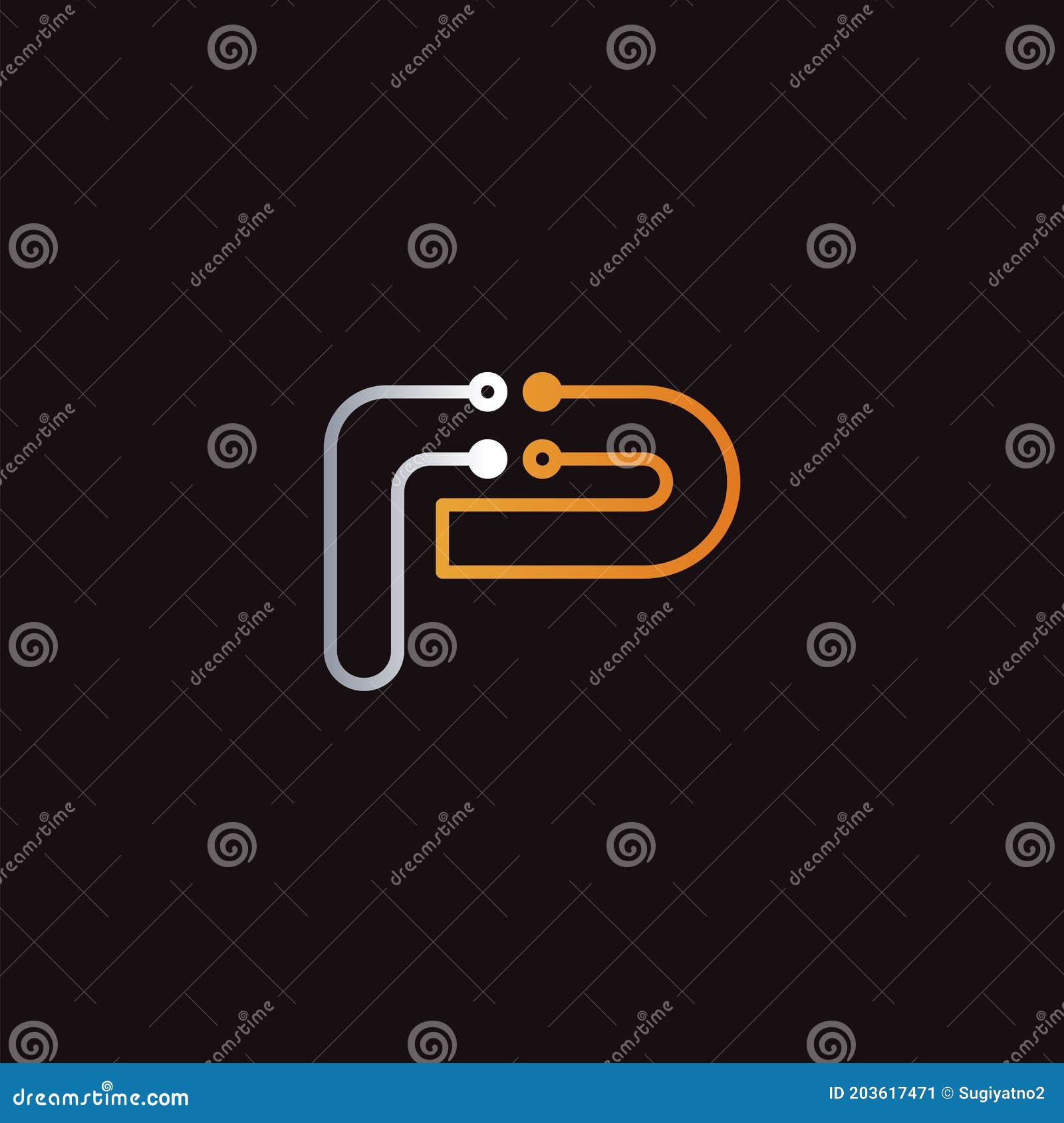 Letter P Logo Design Template, Abstract Technology Dot Connection ...