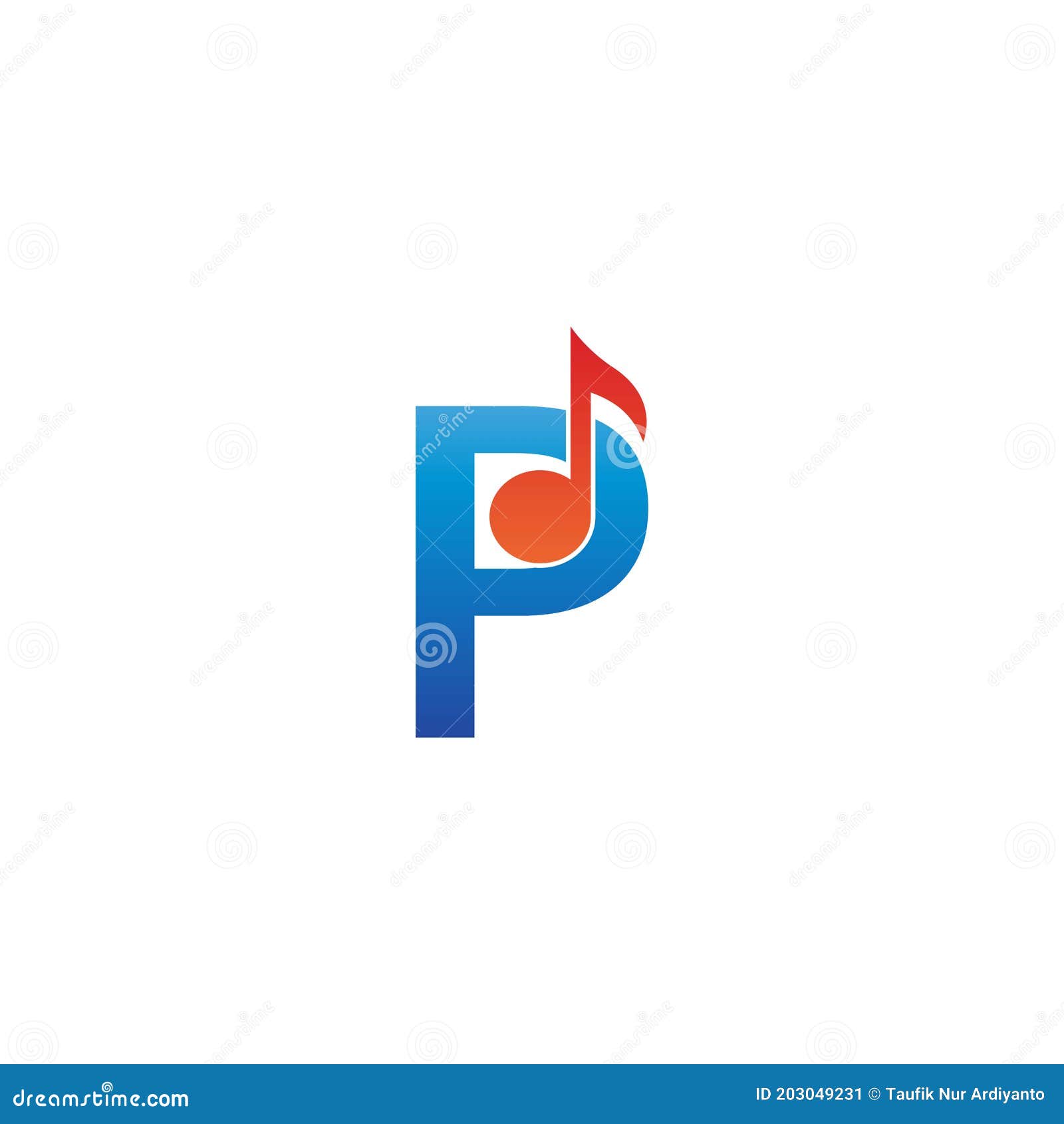 Letter P Logo Icon Combined with Note Musical Design Stock Vector ...