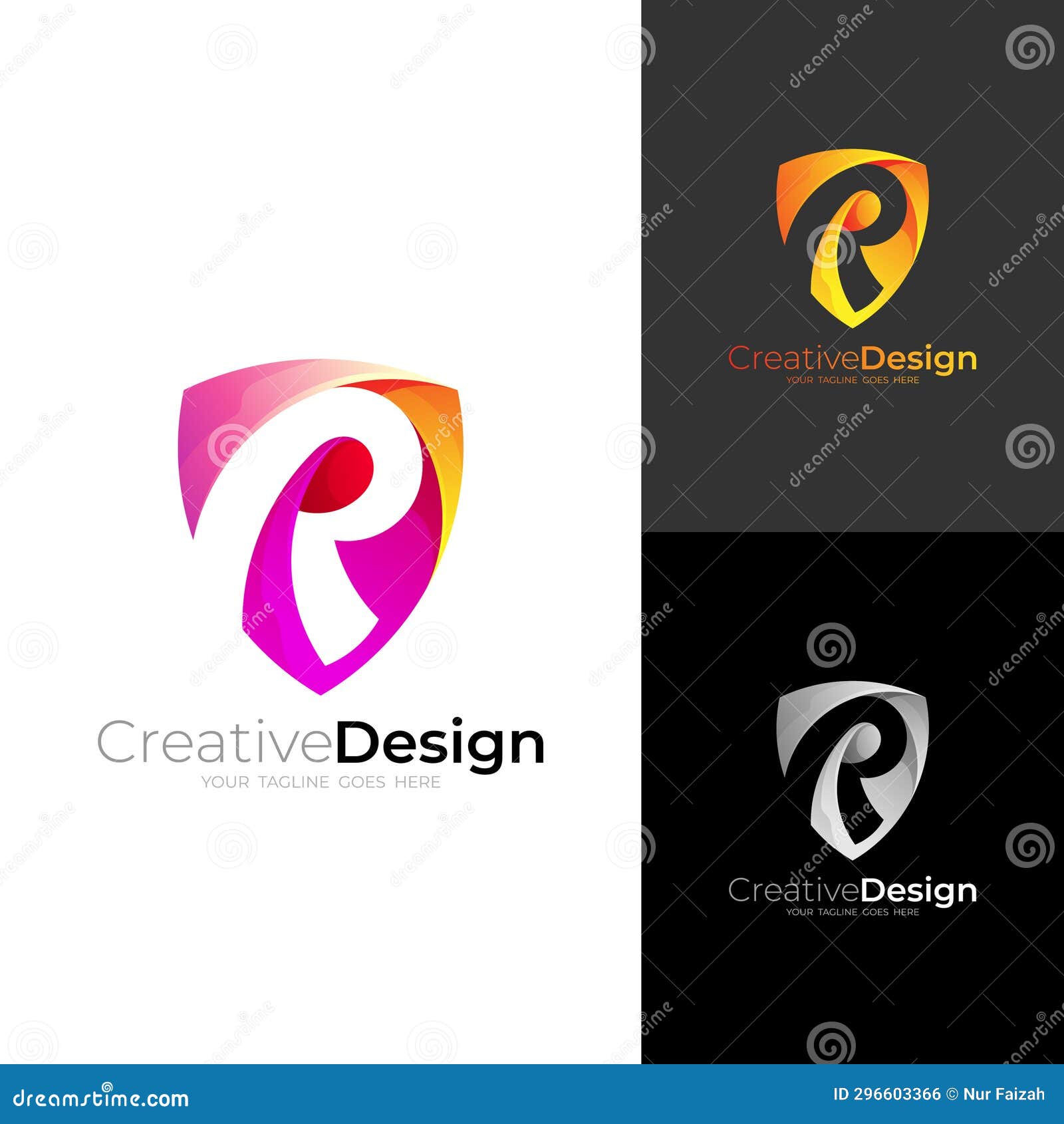 Letter P Logo and Shield Design Combination, 3d Colorful Stock ...