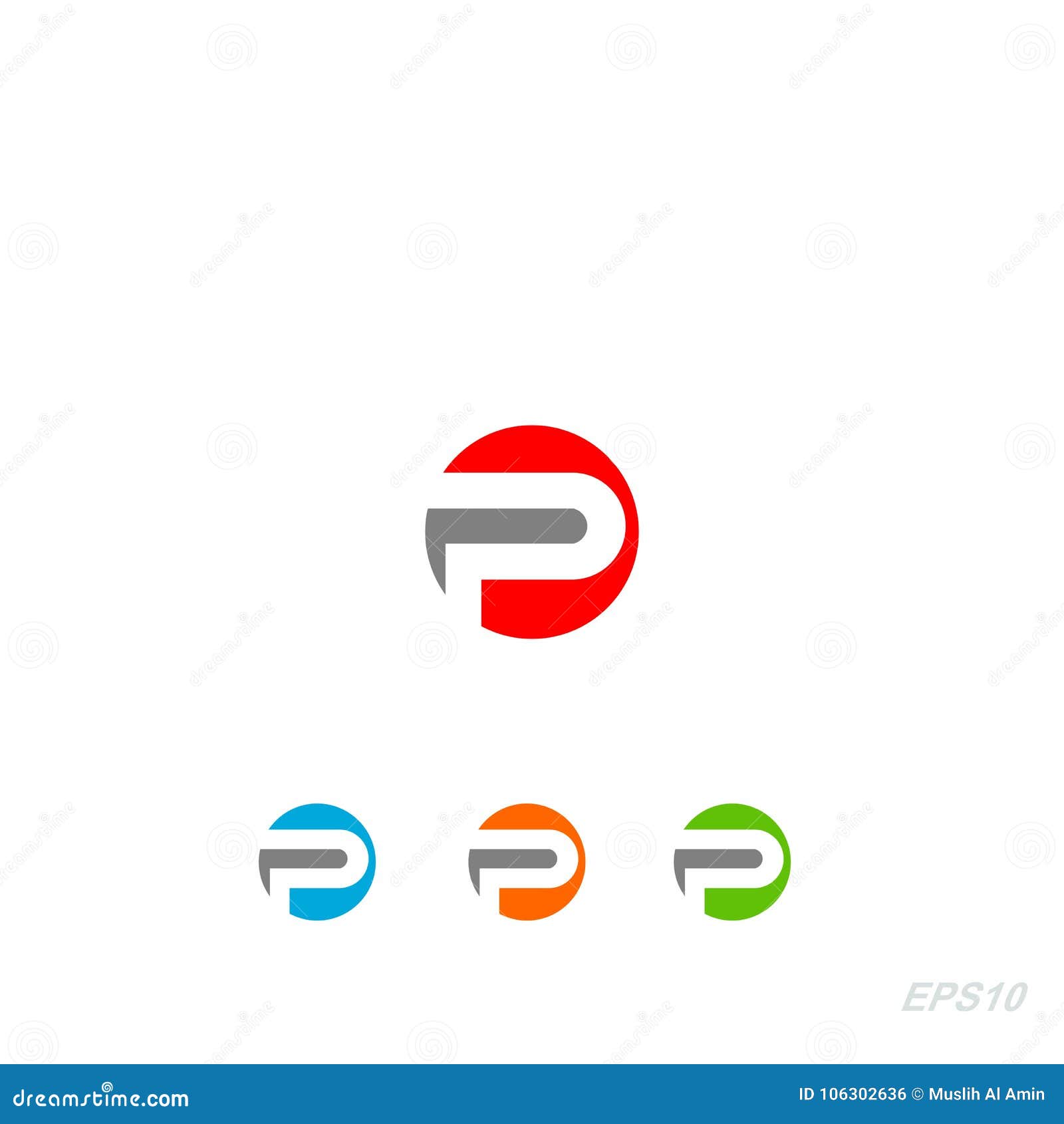 Letter P Logo Vector, Circle Round Design Stock Vector - Illustration ...