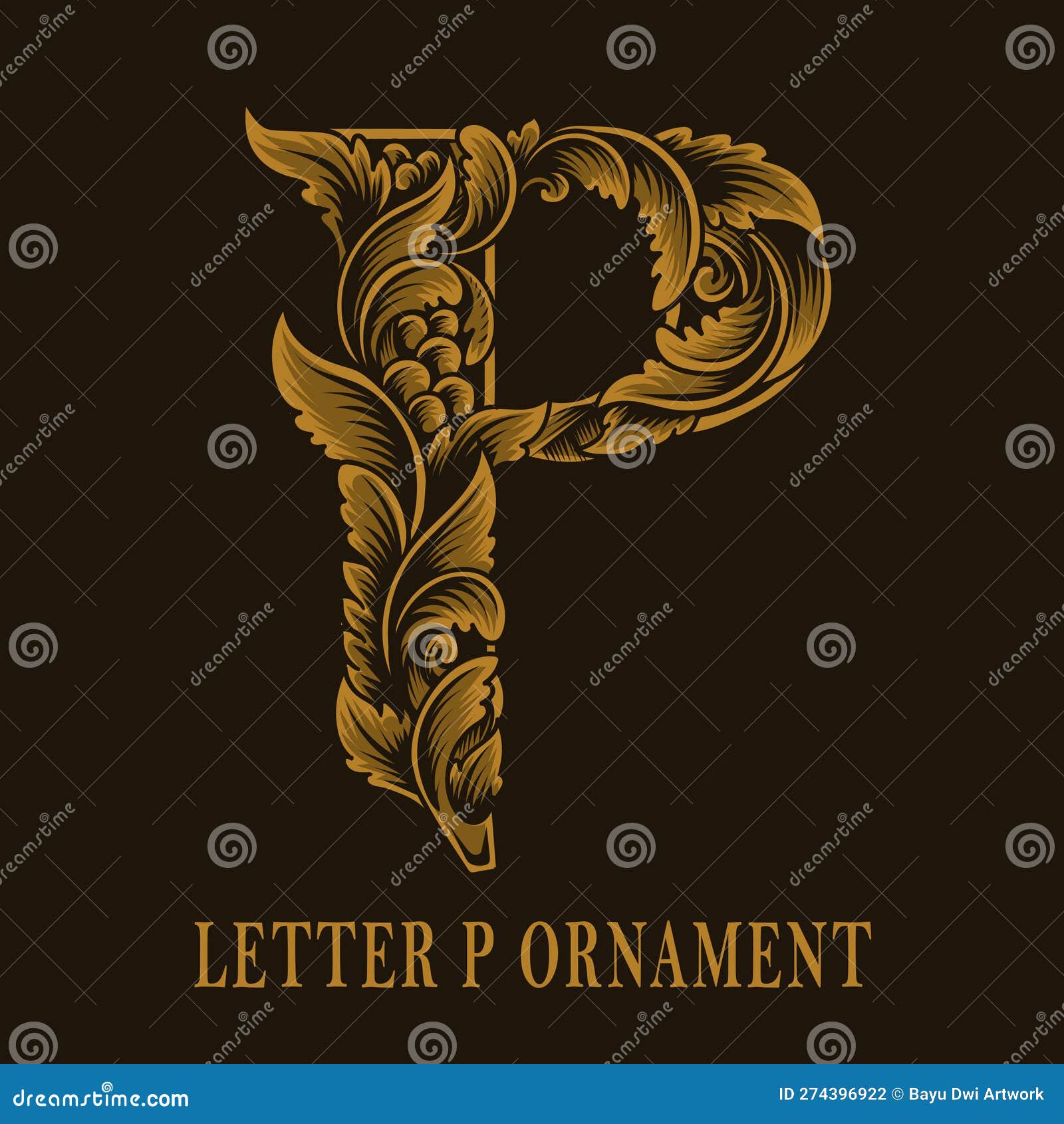 Letter P Logo Vintage Ornament Style Stock Vector - Illustration of ...