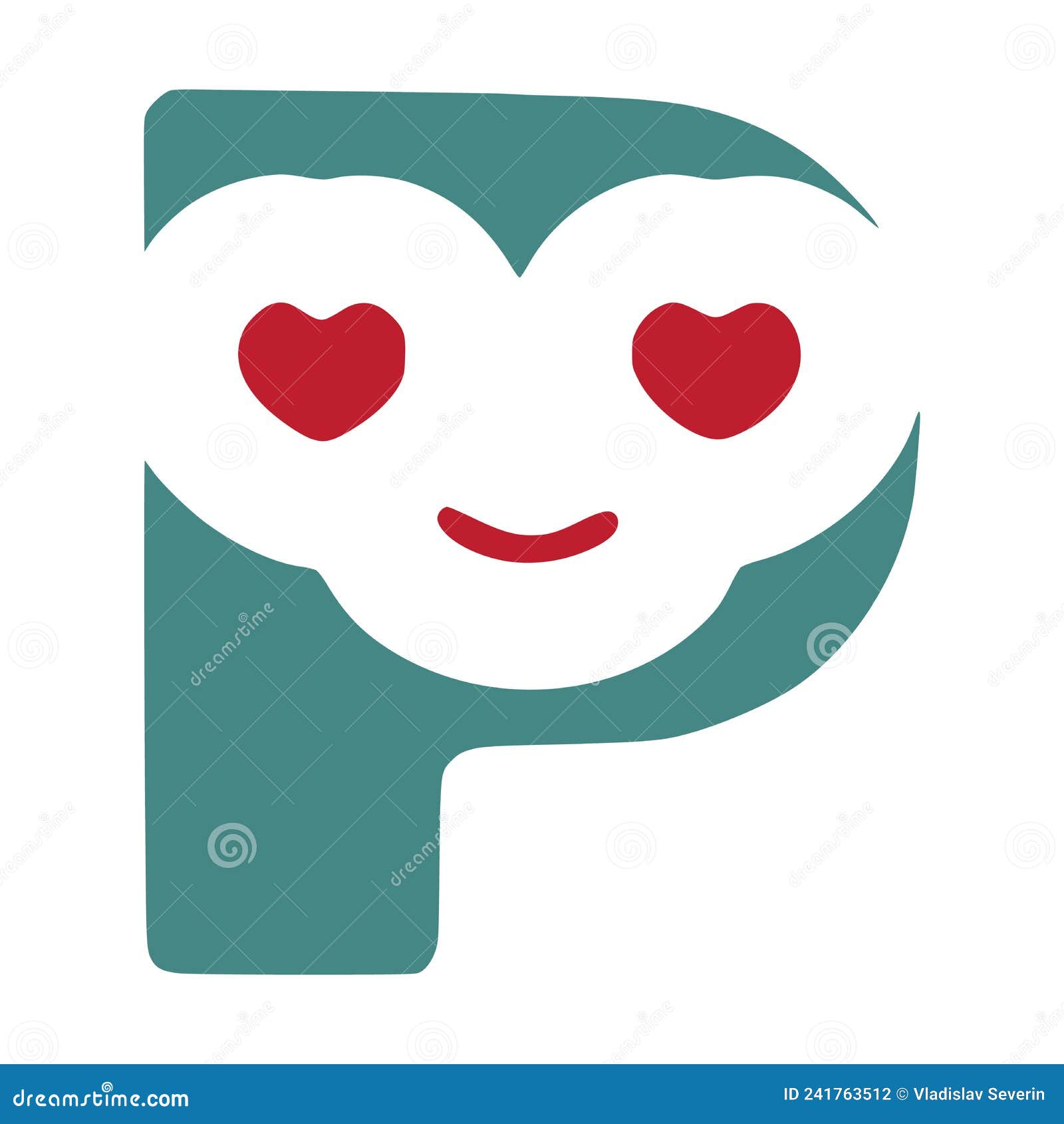 Letter P in Love is a Cute Smiley Stock Vector - Illustration of love ...