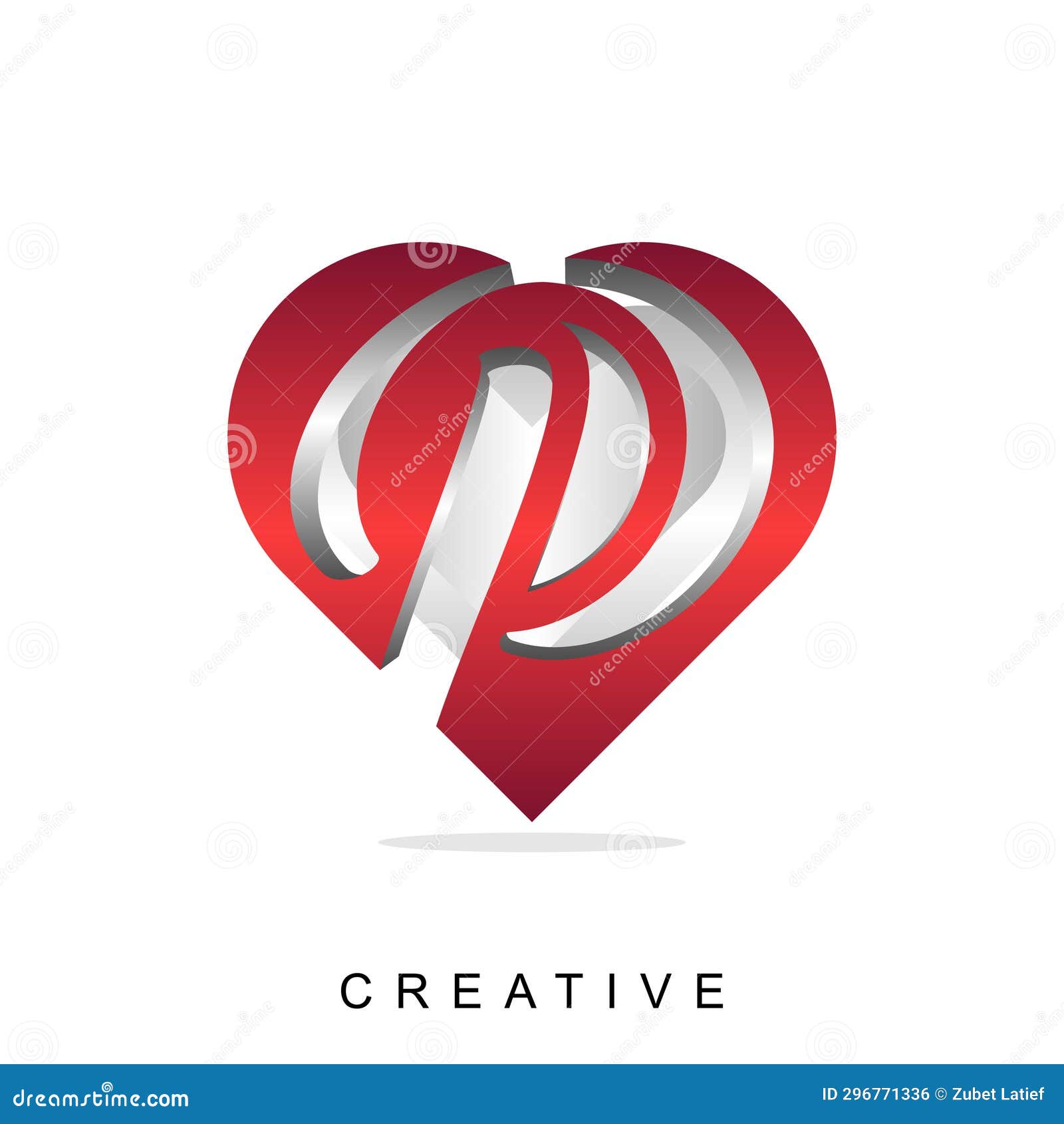 Letter P with Love Logo Design Template, Vector Illustration on a White ...