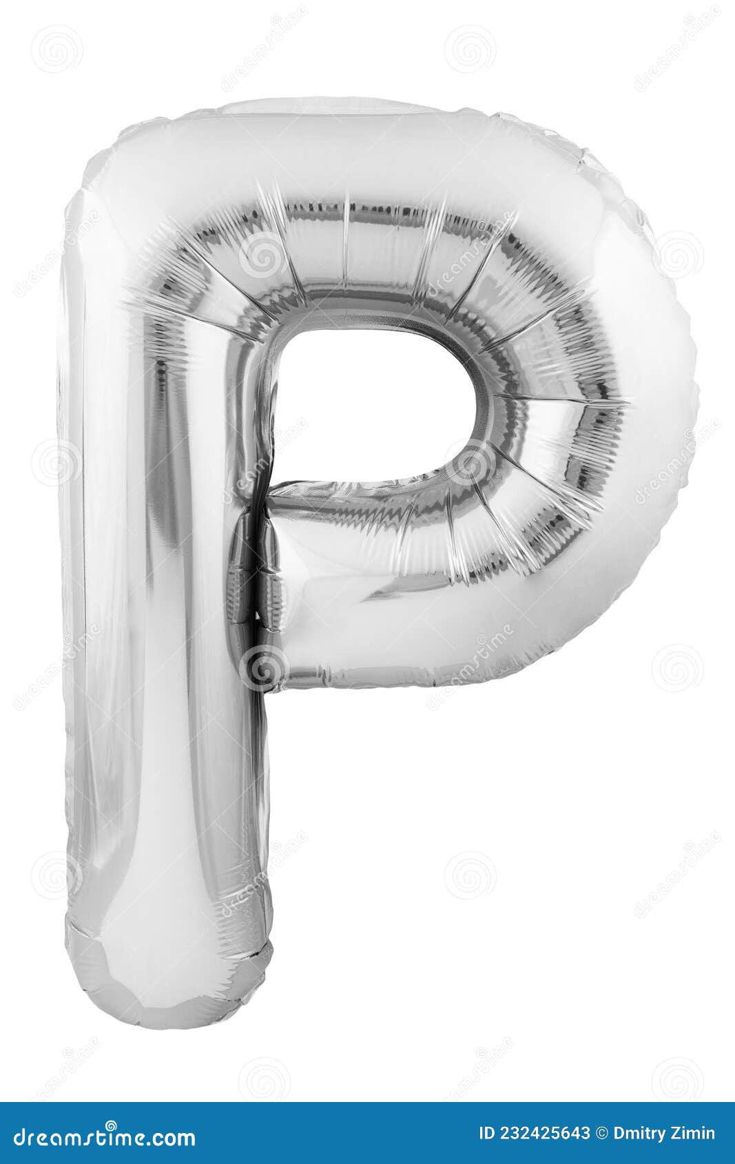Letter P Made of Chrome Silver Inflatable Balloon Isolated on White ...