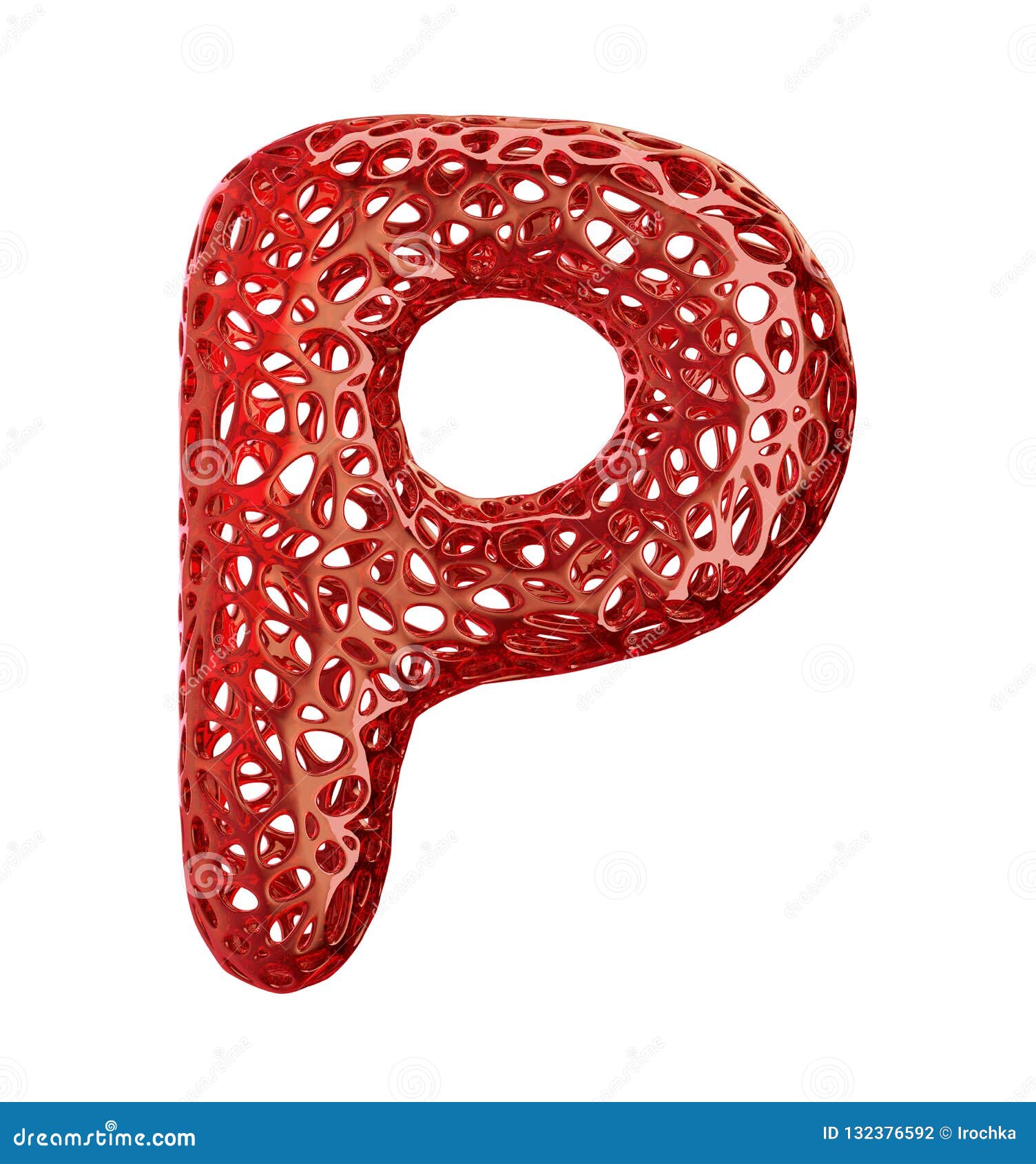 Letter P Made of Red Plastic with Abstract Holes Isolated on White ...