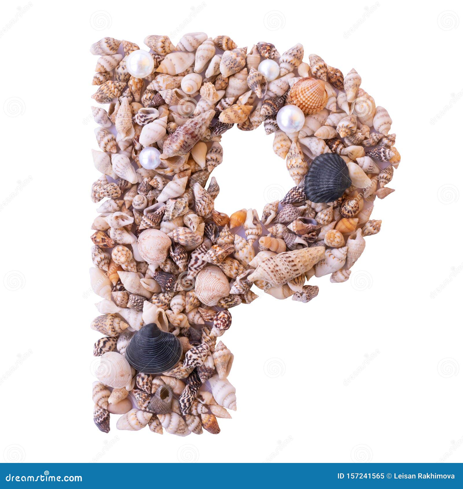 Letter P Made of Tiny Seashells. Stock Image - Image of sign, design ...