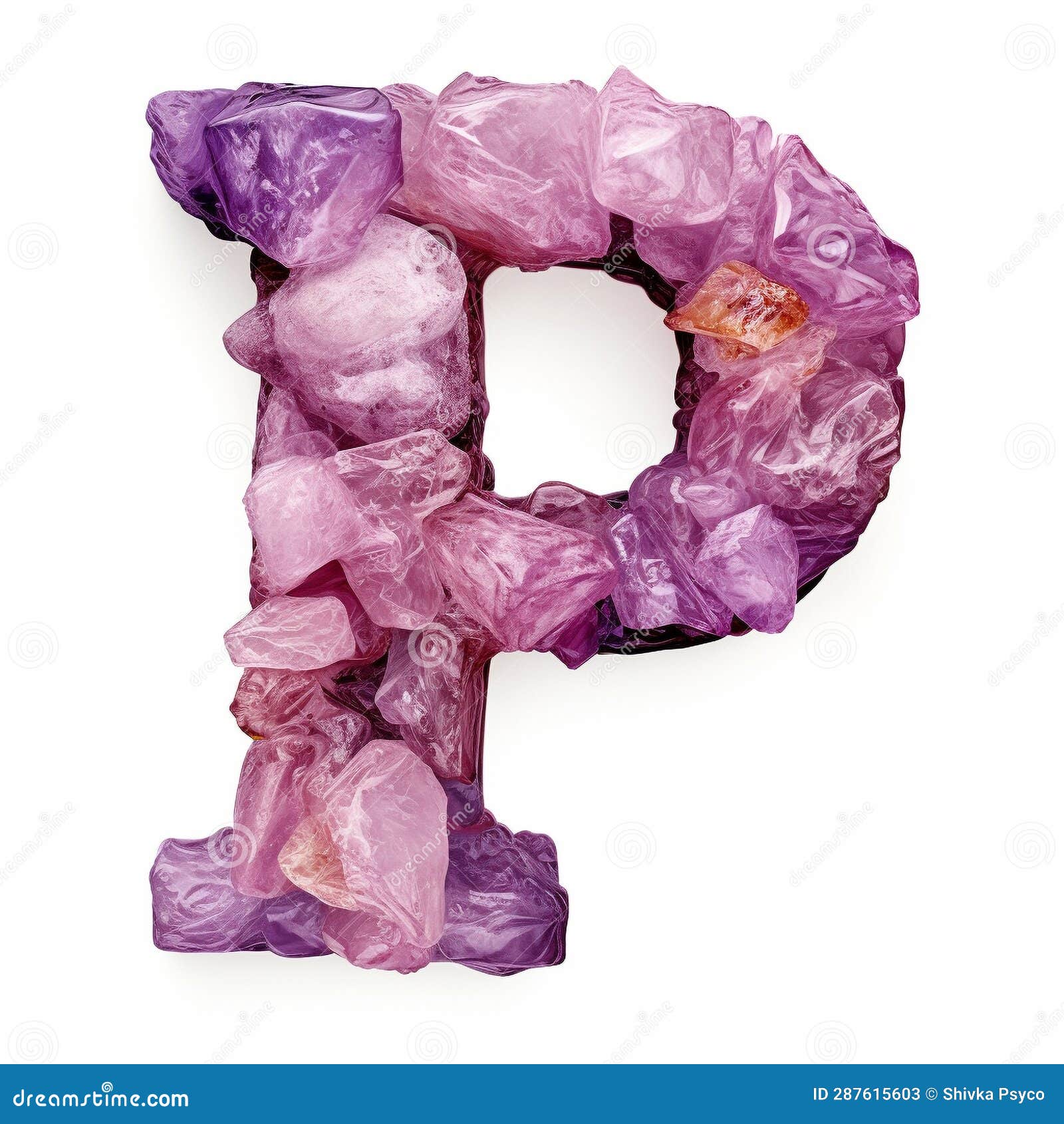 Letter P Made of Translucent Stone on White Background Generative AI ...
