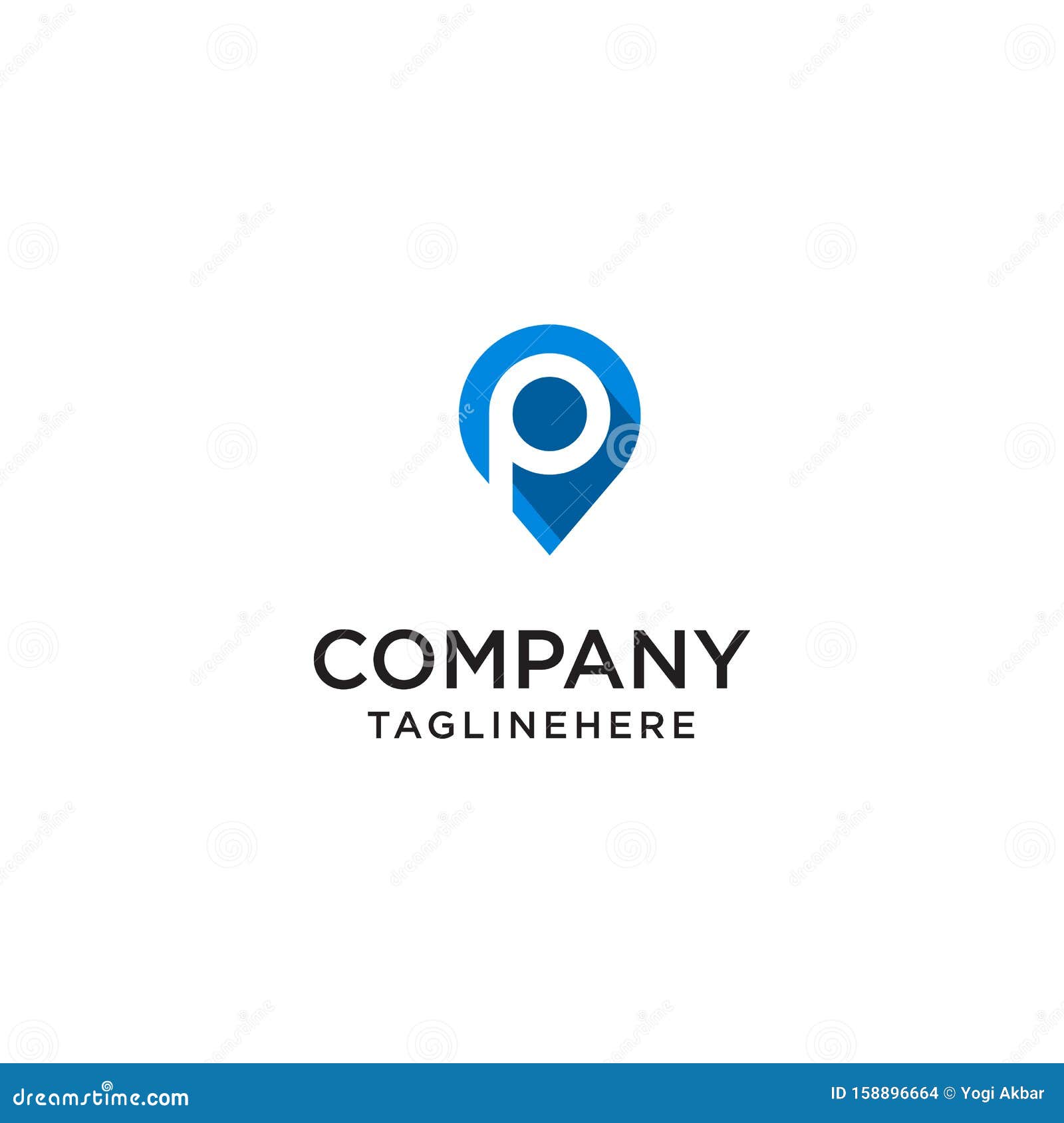 Letter P with Map Pointer Logo Design Concept Template Stock Vector ...