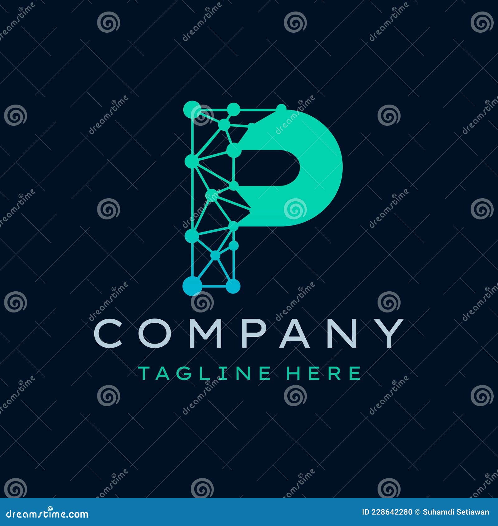 Letter P Molecule Logo, Bio Tech Connect Dots Science Technology Logo ...