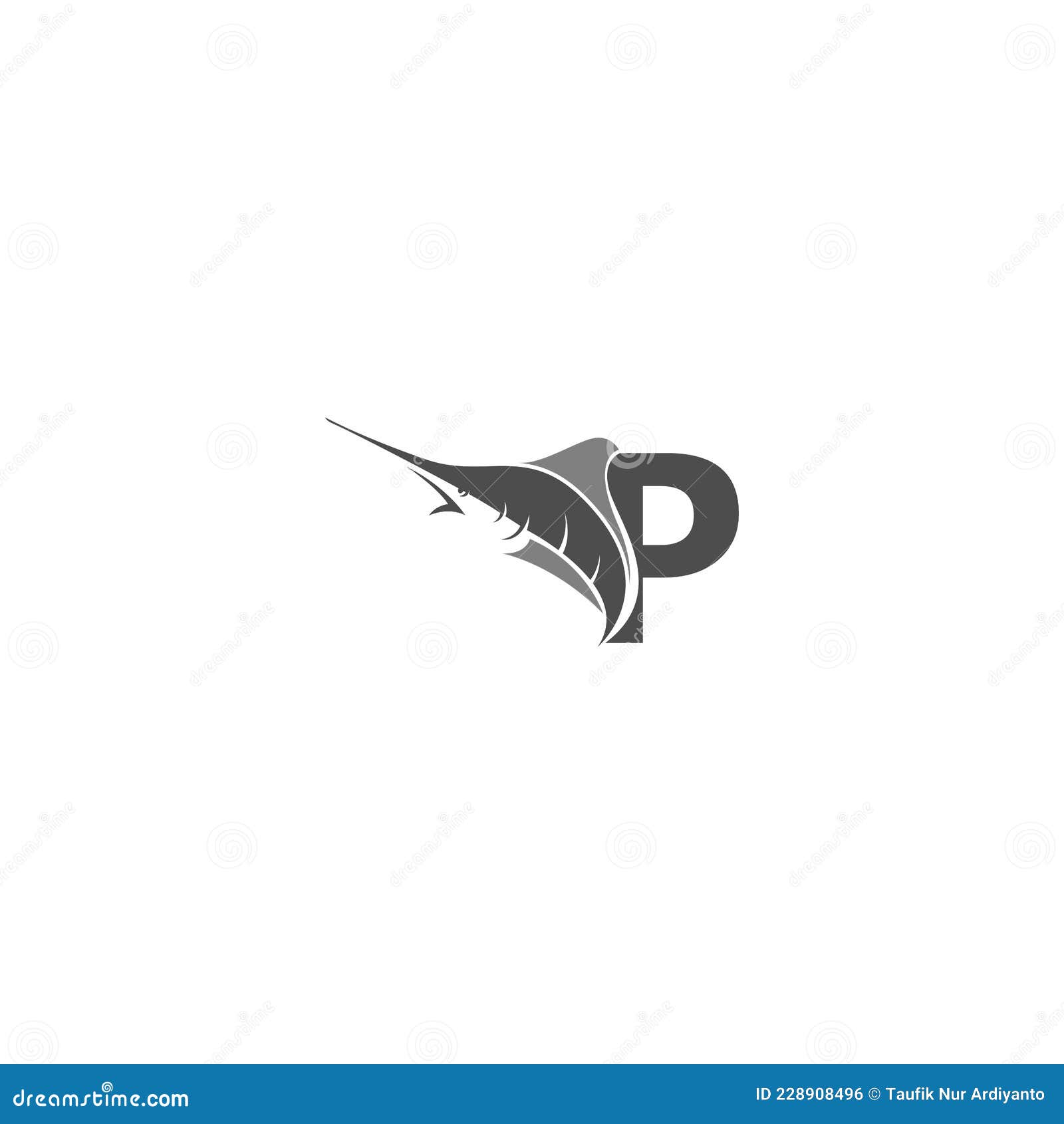 Letter P with Ocean Fish Icon Template Stock Vector - Illustration of ...