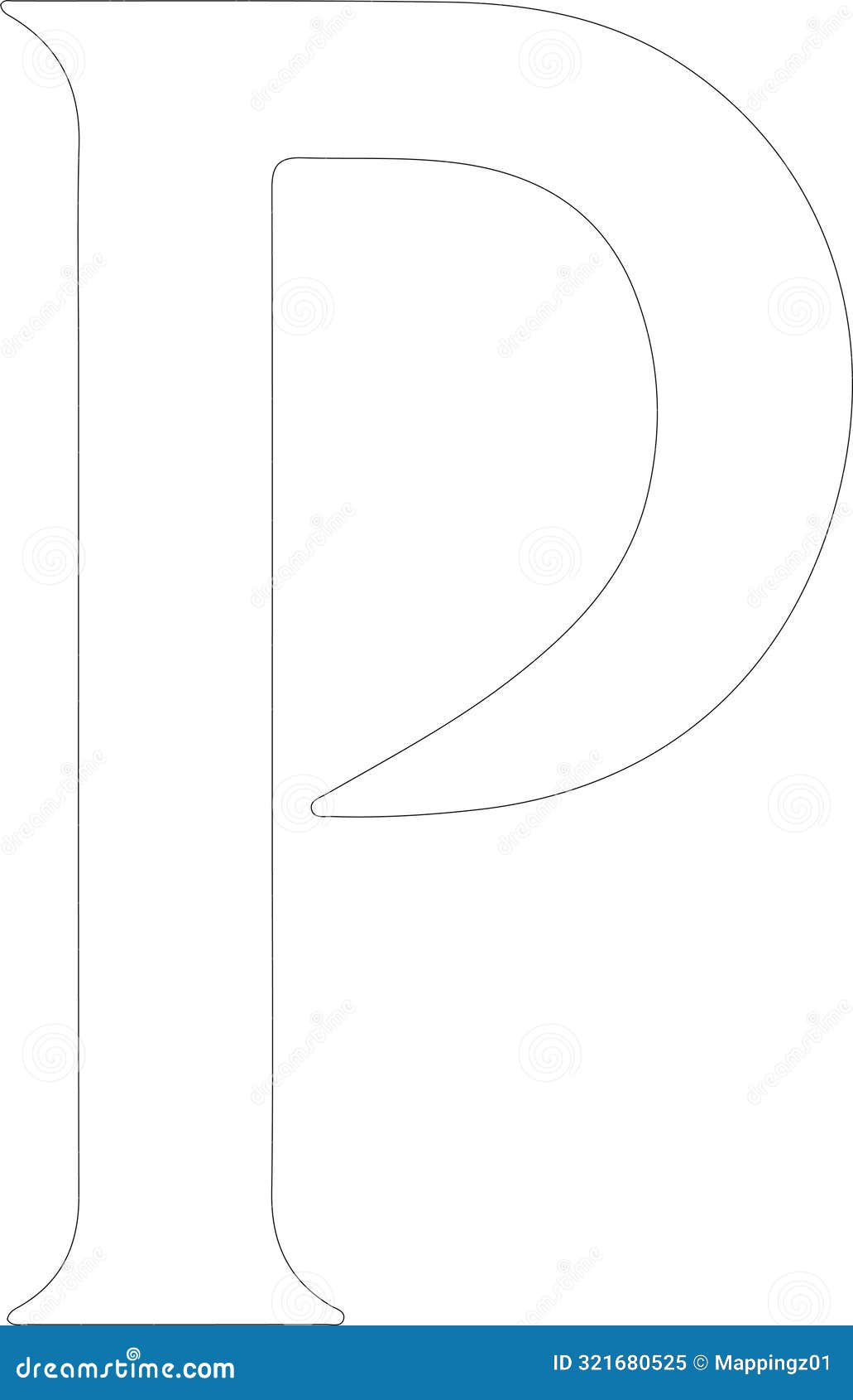 Letter P Outline Silhouette Generative Ai Stock Vector - Illustration ...