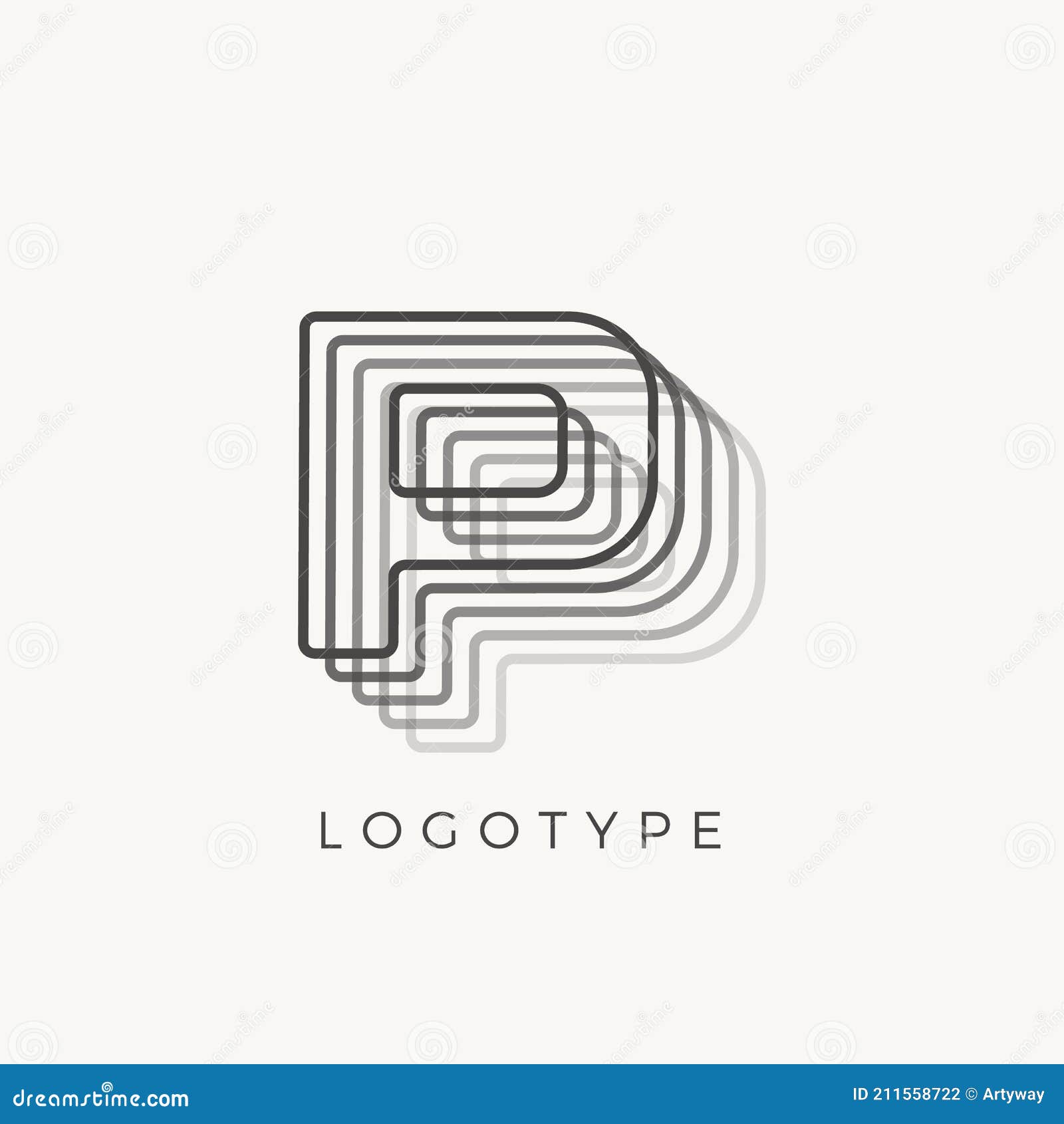 Letter P of Outline Stripes, Blend Effect Letter for Monogram and Logo ...