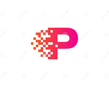 Letter P Pixel Icon Logo Design Element Stock Vector - Illustration of ...