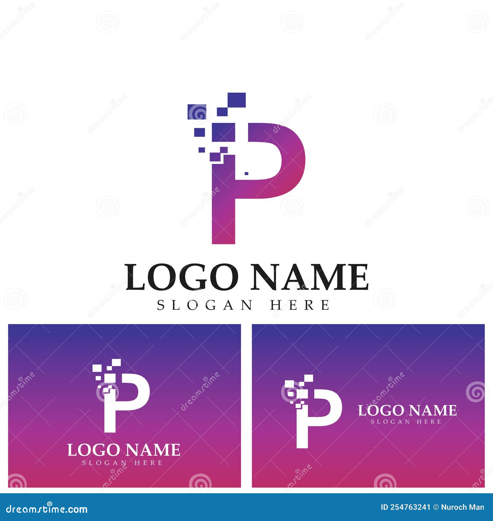 Letter P for Pixel Logo Template. Stock Vector - Illustration of logo ...