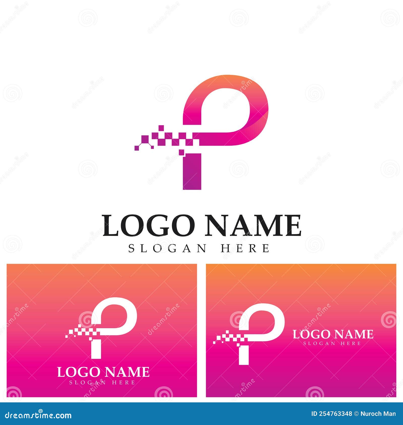 Letter P for Pixel Logo Template. Stock Vector - Illustration of modern ...