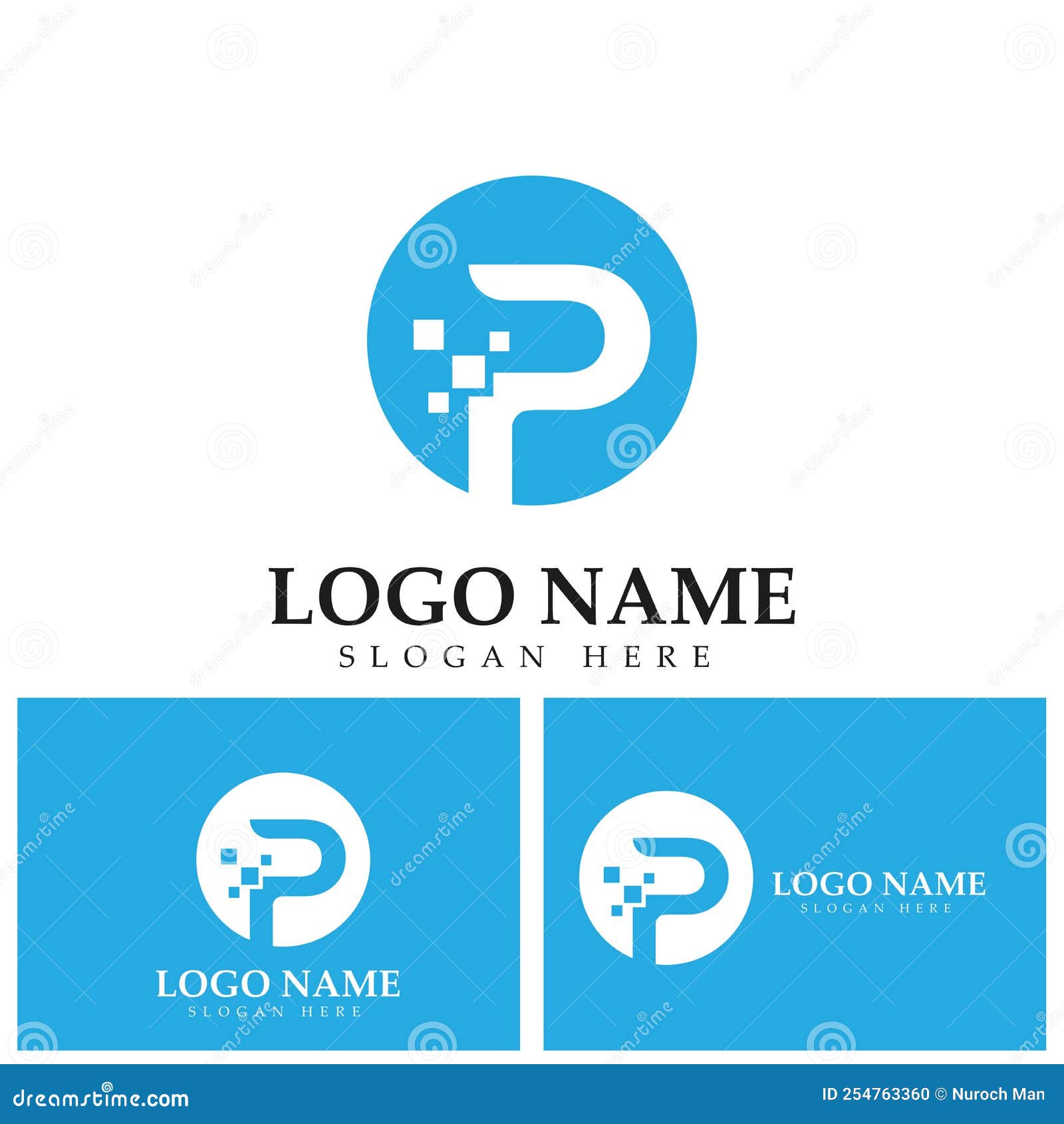 Letter P for Pixel Logo Template. Stock Vector - Illustration of color ...