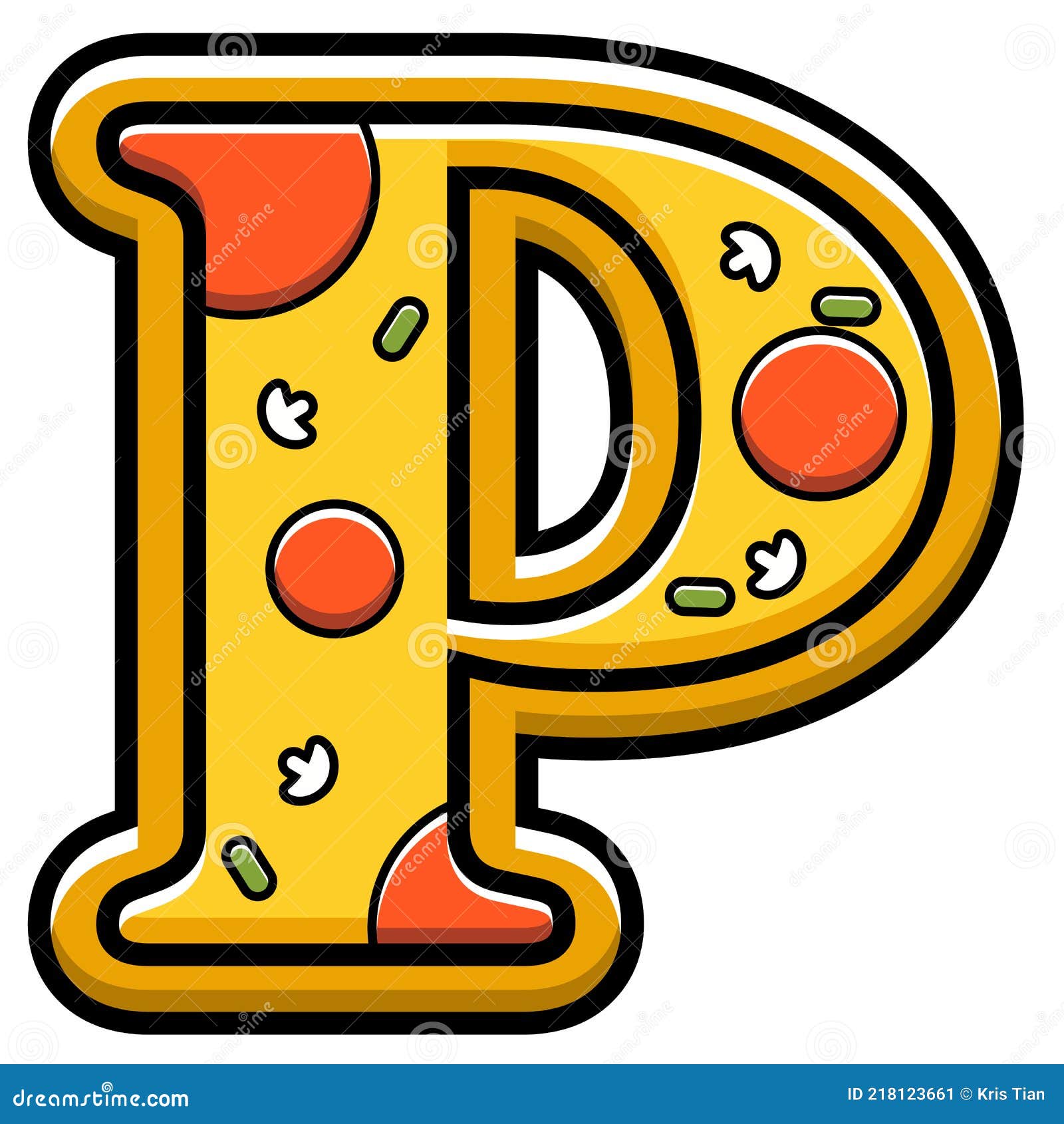 Letter L Pizza Font. Italian Meal Alphabet. Lettring Fast Food Cartoon ...