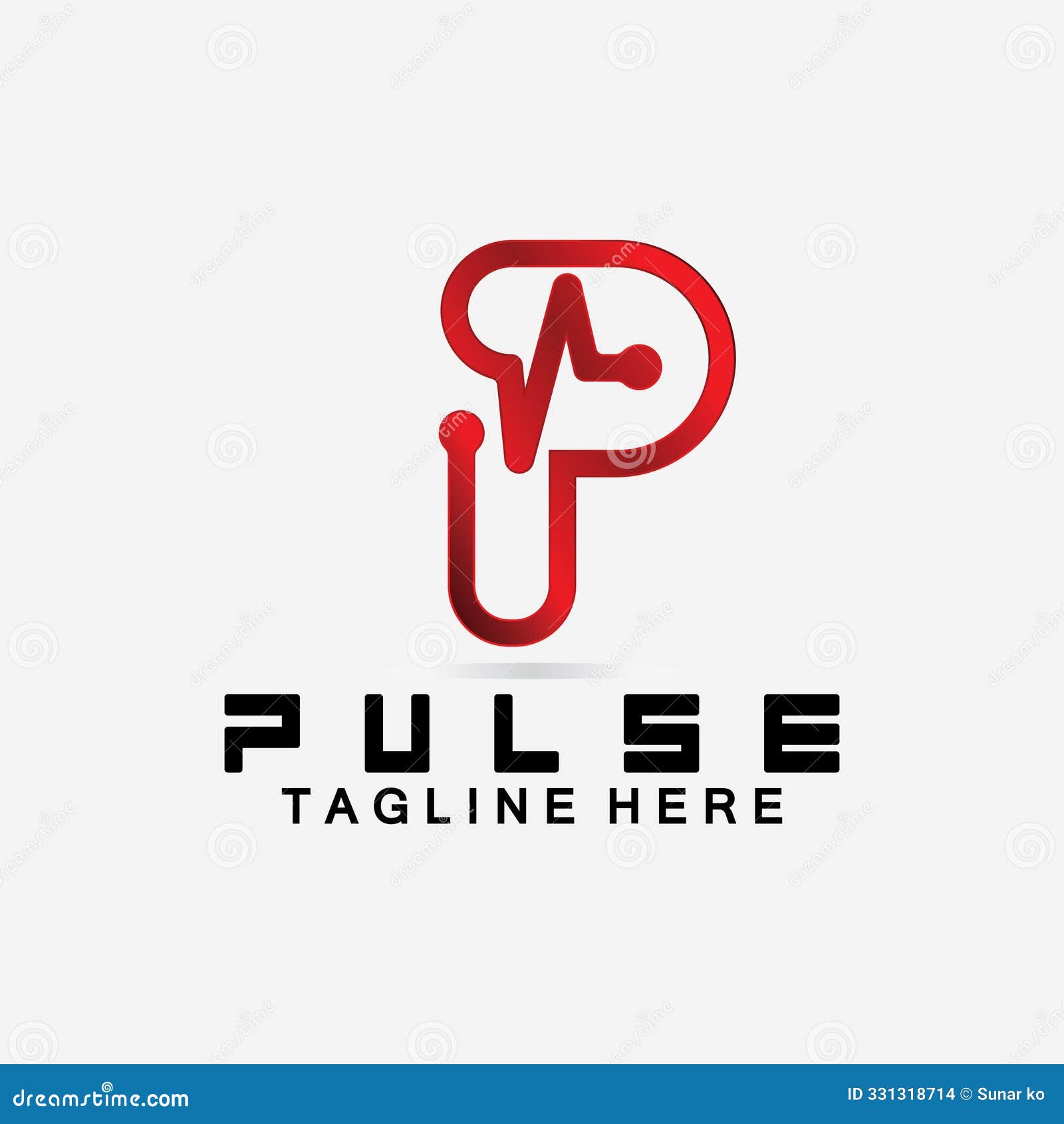 Letter P Pulse Line Logo Design Vector Illustration. Design Combining ...