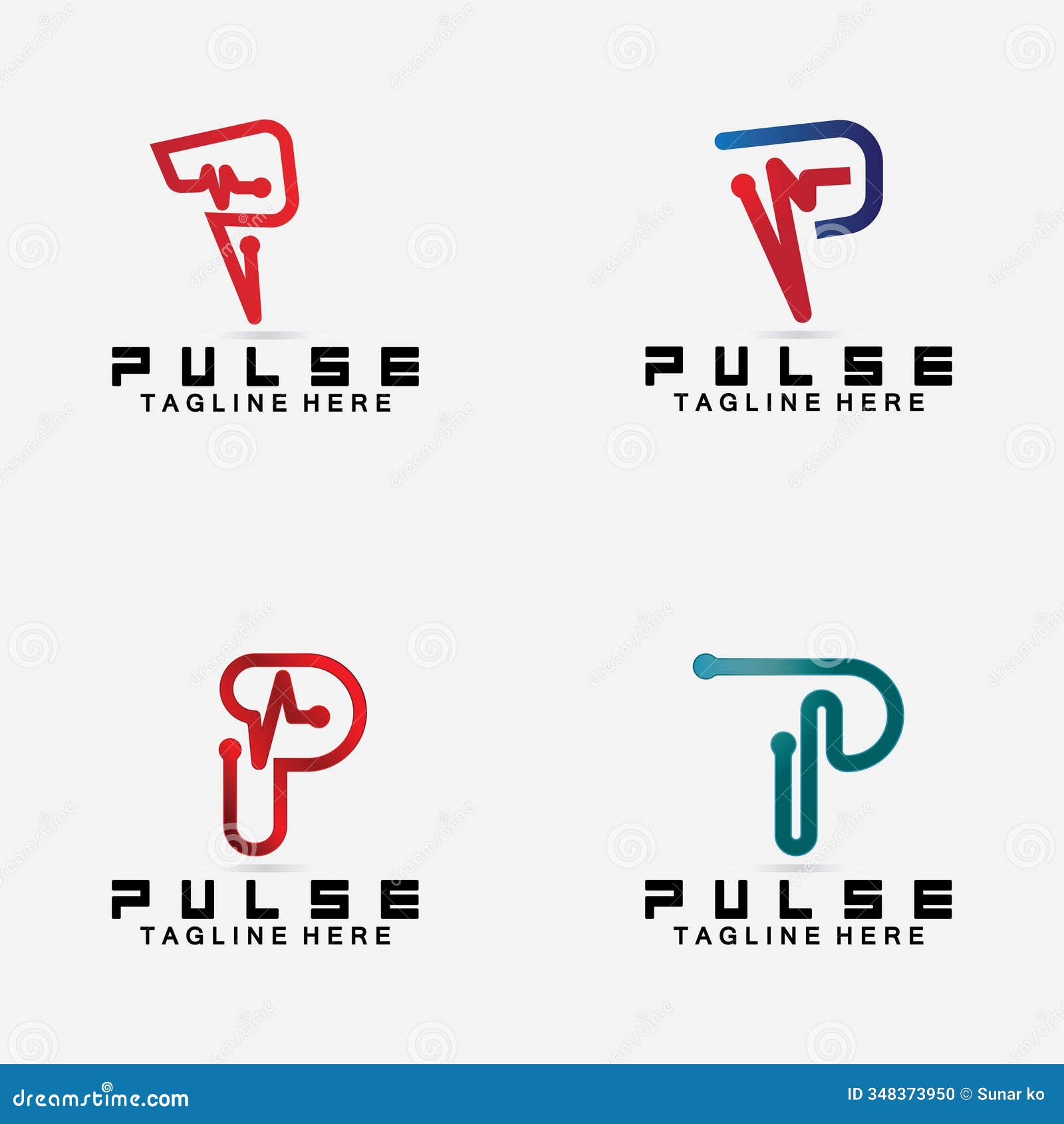 Letter P Pulse Line Logo Design Vector Illustration. Design Combining ...